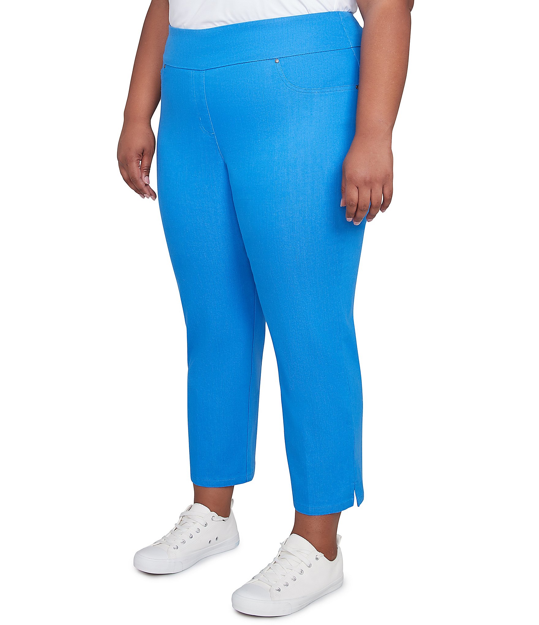 Ruby Rd. Plus Size Stretch Colored Denim Straight Leg Side Vented Hem ...