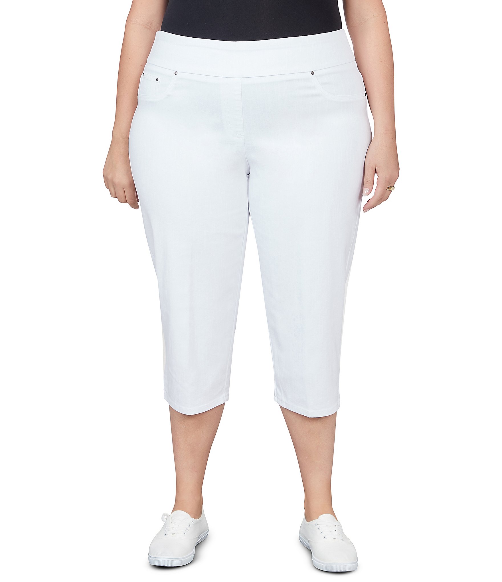 Ruby Rd. Plus Size Stretch Pull-On Capri Denim Pants | Dillard's