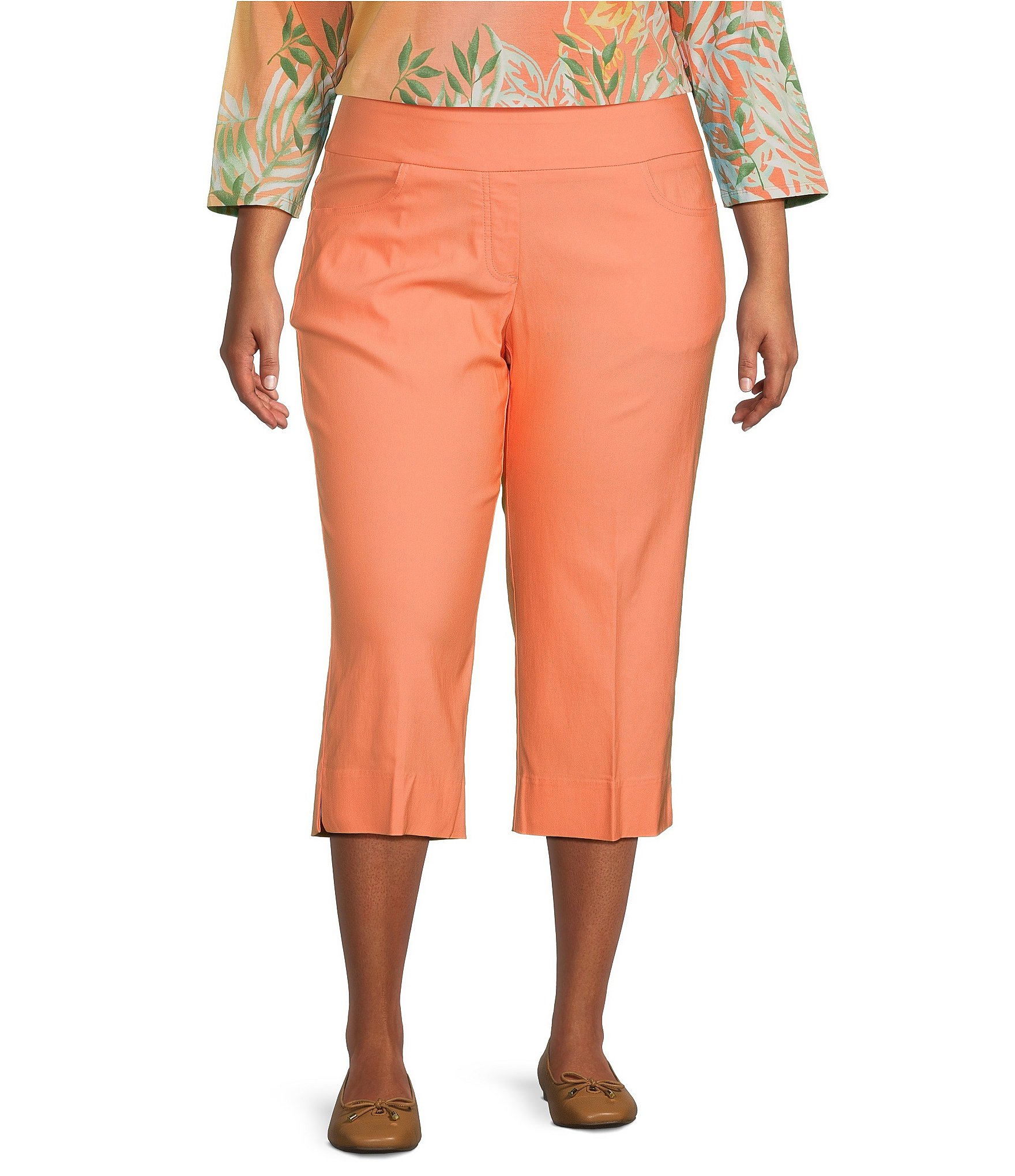 Ruby Rd. Plus Size Stretch Straight Leg Pull-On Capri Pants | Dillard's