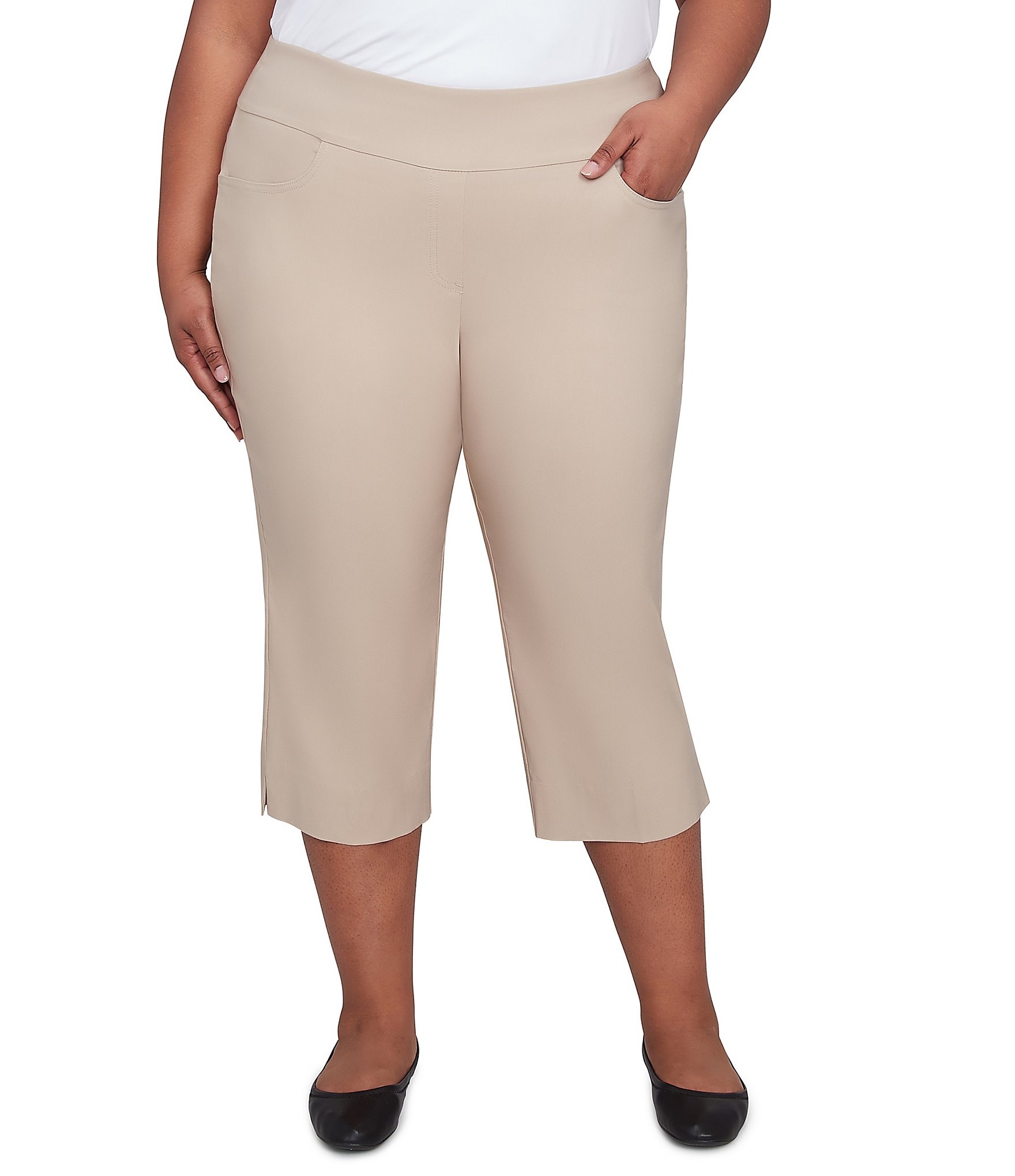 Ruby Rd. Plus Size Stretch Straight Leg Pull-On Capri Pants | Dillard's