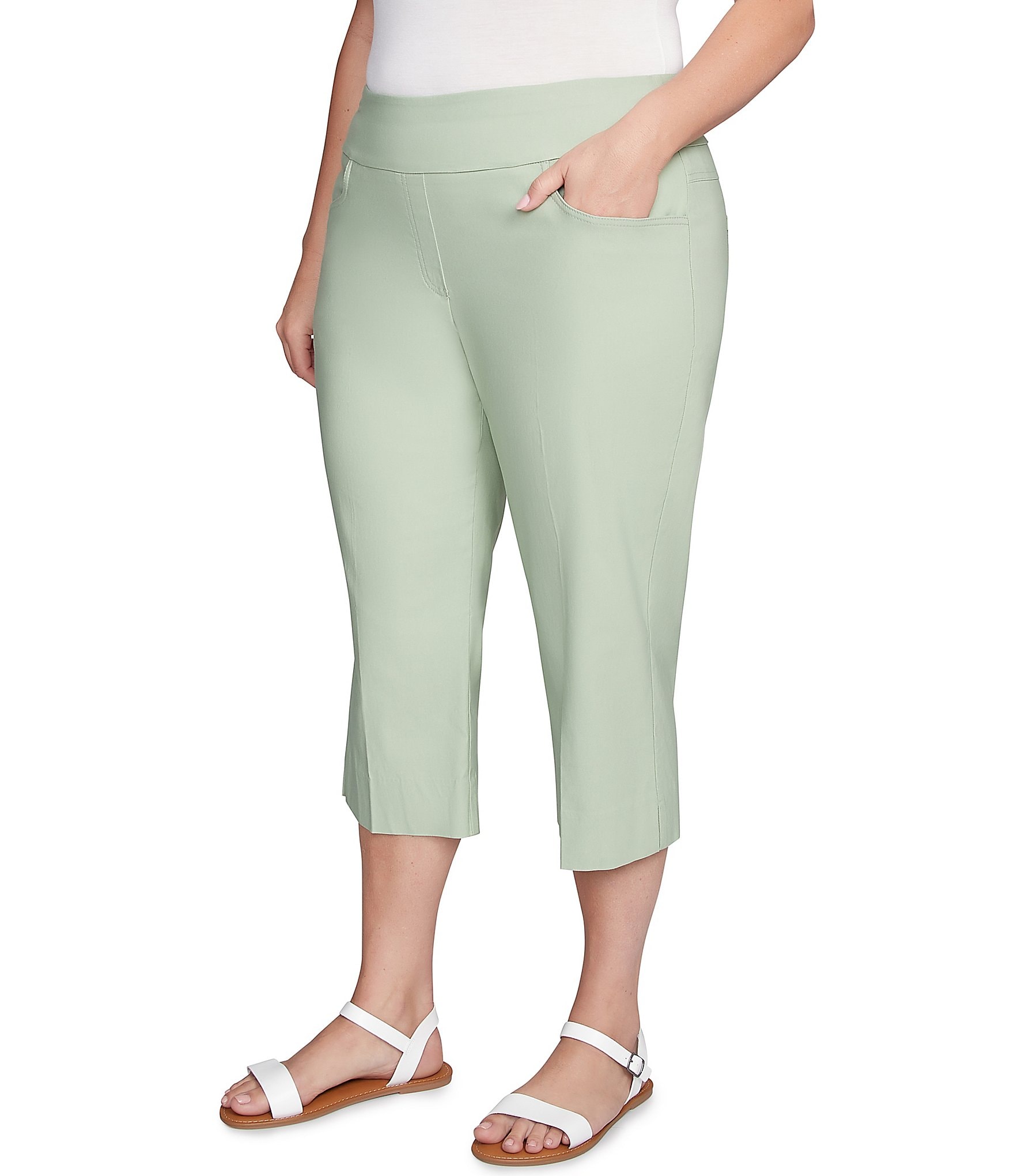 Ruby Rd. Plus Size Stretch Straight Leg Pull-On Capri Pants | Dillard's
