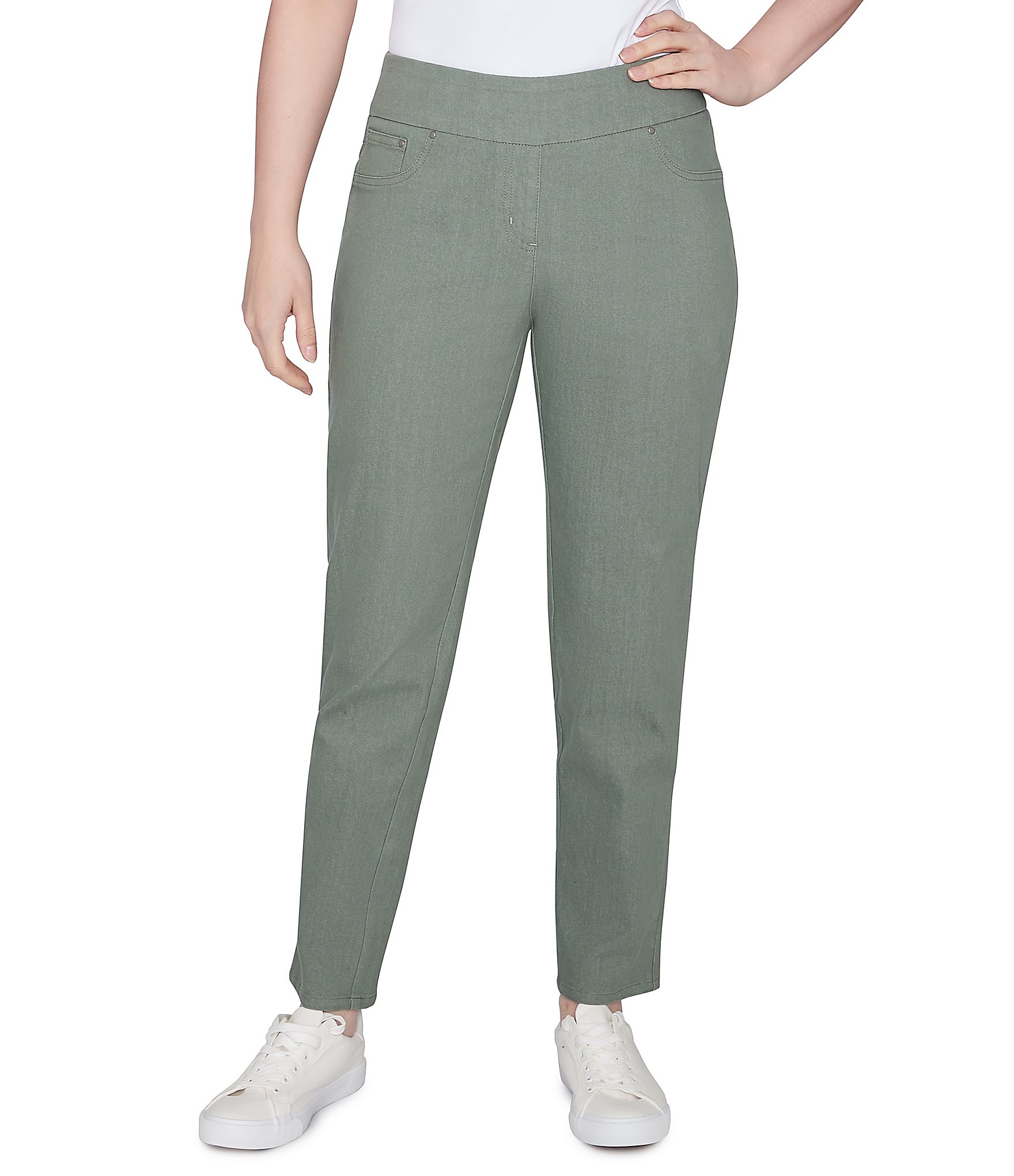 Ruby Rd. Stretch Cotton Blend Straight Slim Leg Pull-On Denim Jeans ...