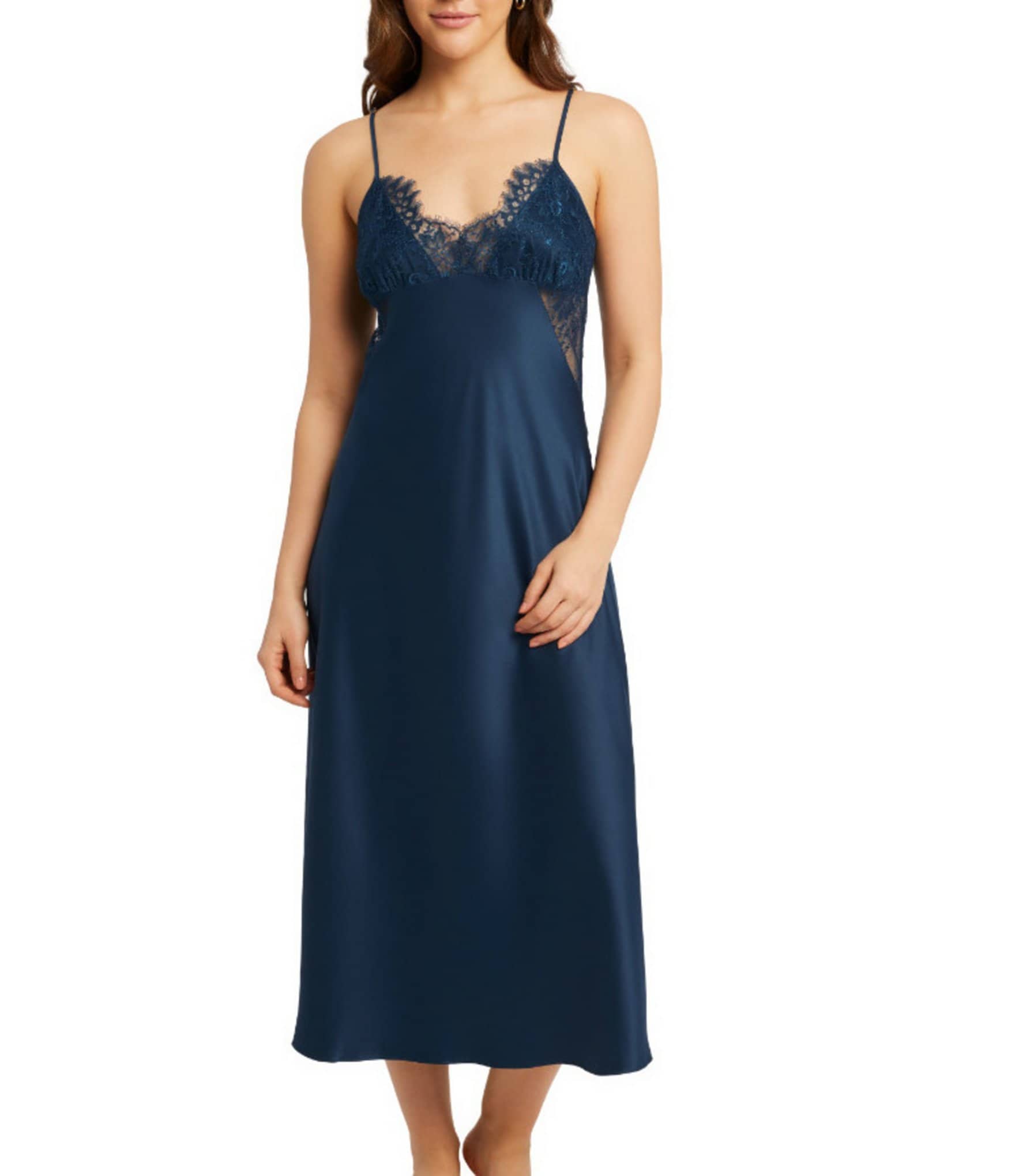 Rya Collection Serena Charmeuse Lace V-Neck Gown | Dillard's