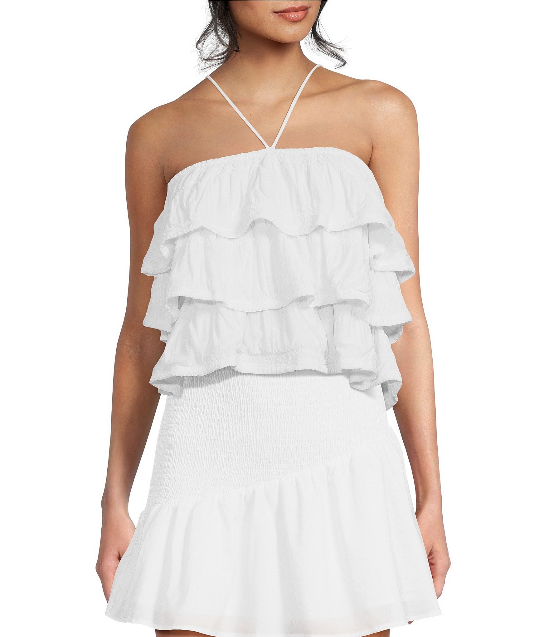 Sadie & Sage Sleeveless Beach House Tiered Ruffle Knit Top | Dillard's
