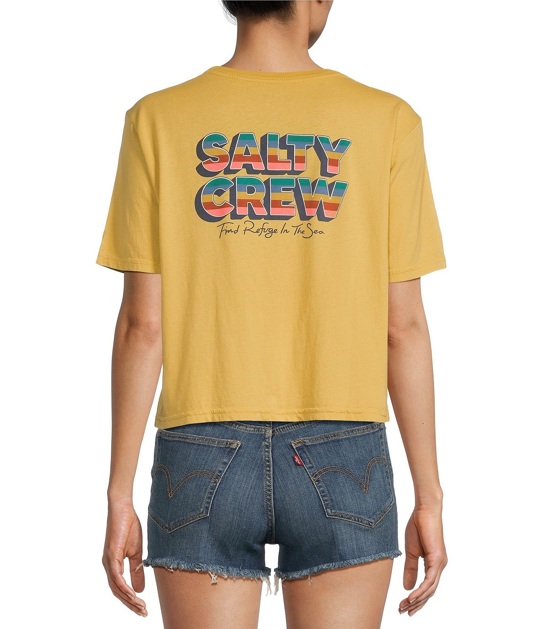 Salty Crew Summertime Cropped Boxy Graphic T Shirt Dillards