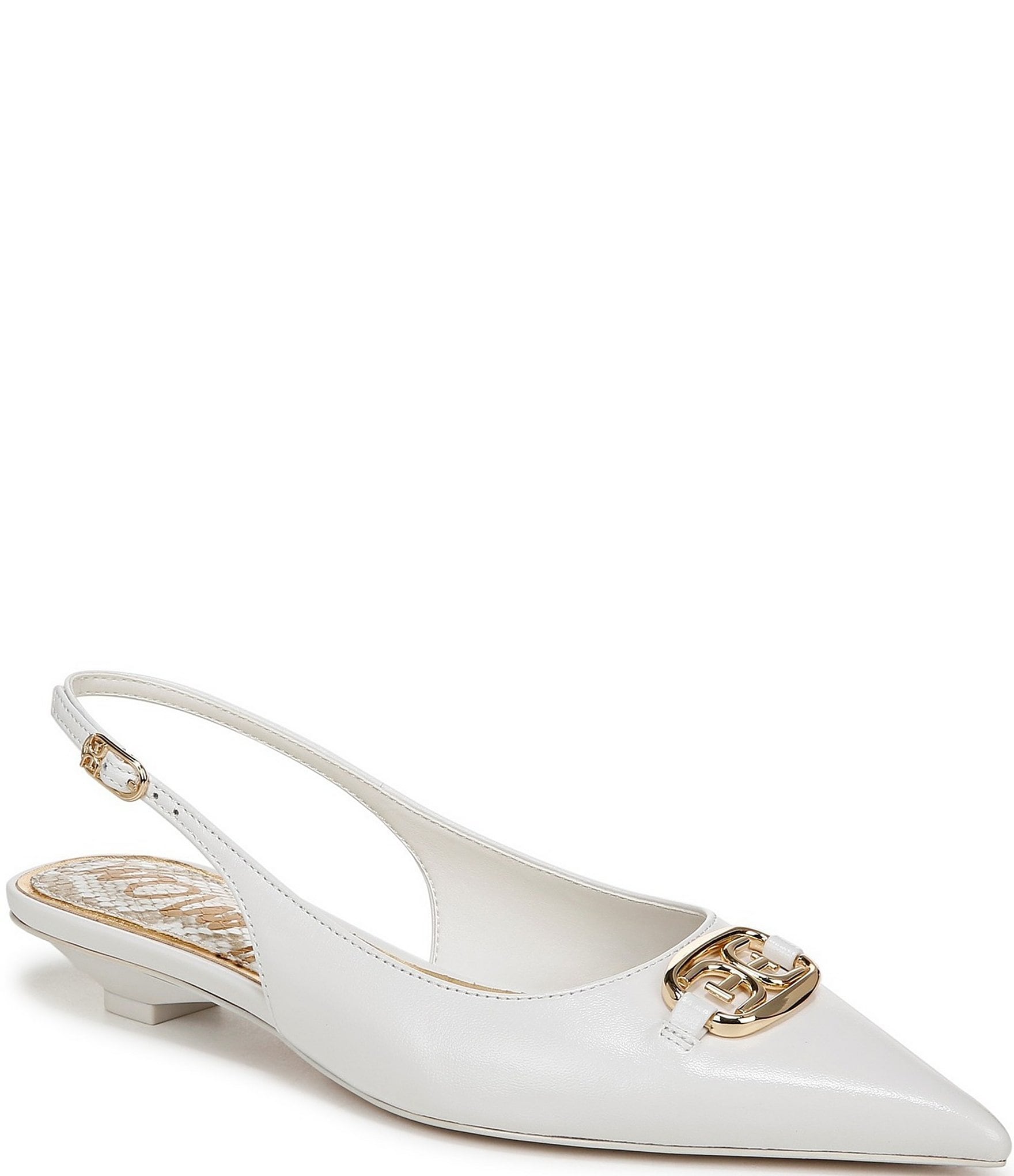 Sam Edelman Aggie Leather Logo Hardware Kitten Heel Slingback Pumps ...