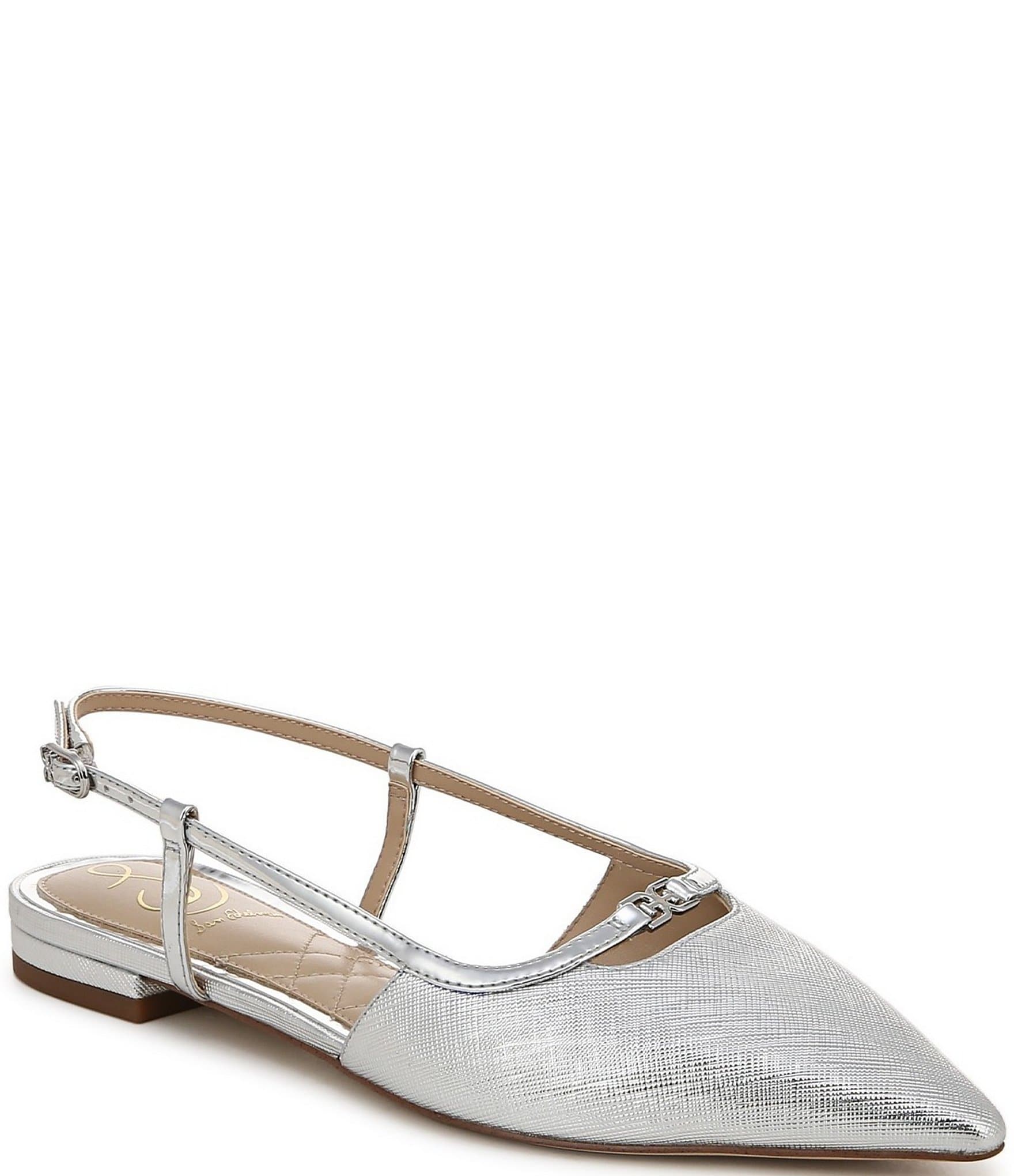 Sam Edelman Cohen Slingback Metallic Logo Point Toe Flats | Dillard's