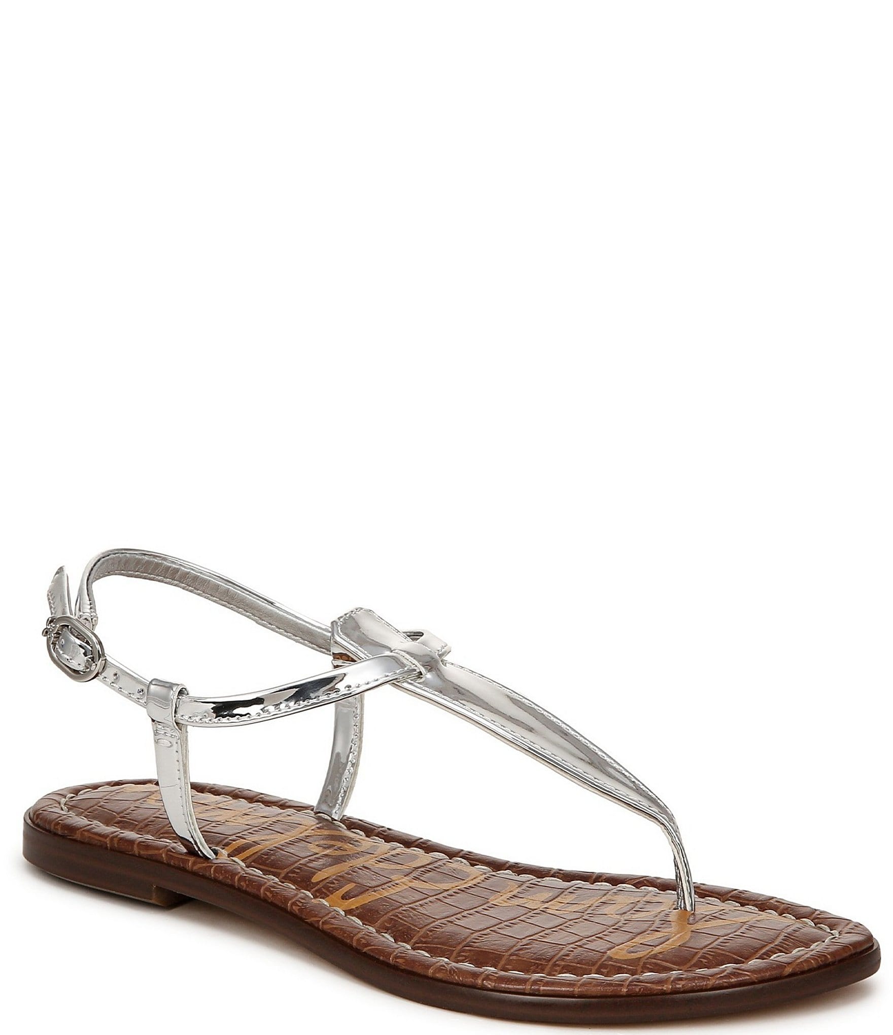 Sam Edelman Gigi Metallic Flat T-Strap Thong Sandals | Dillard's