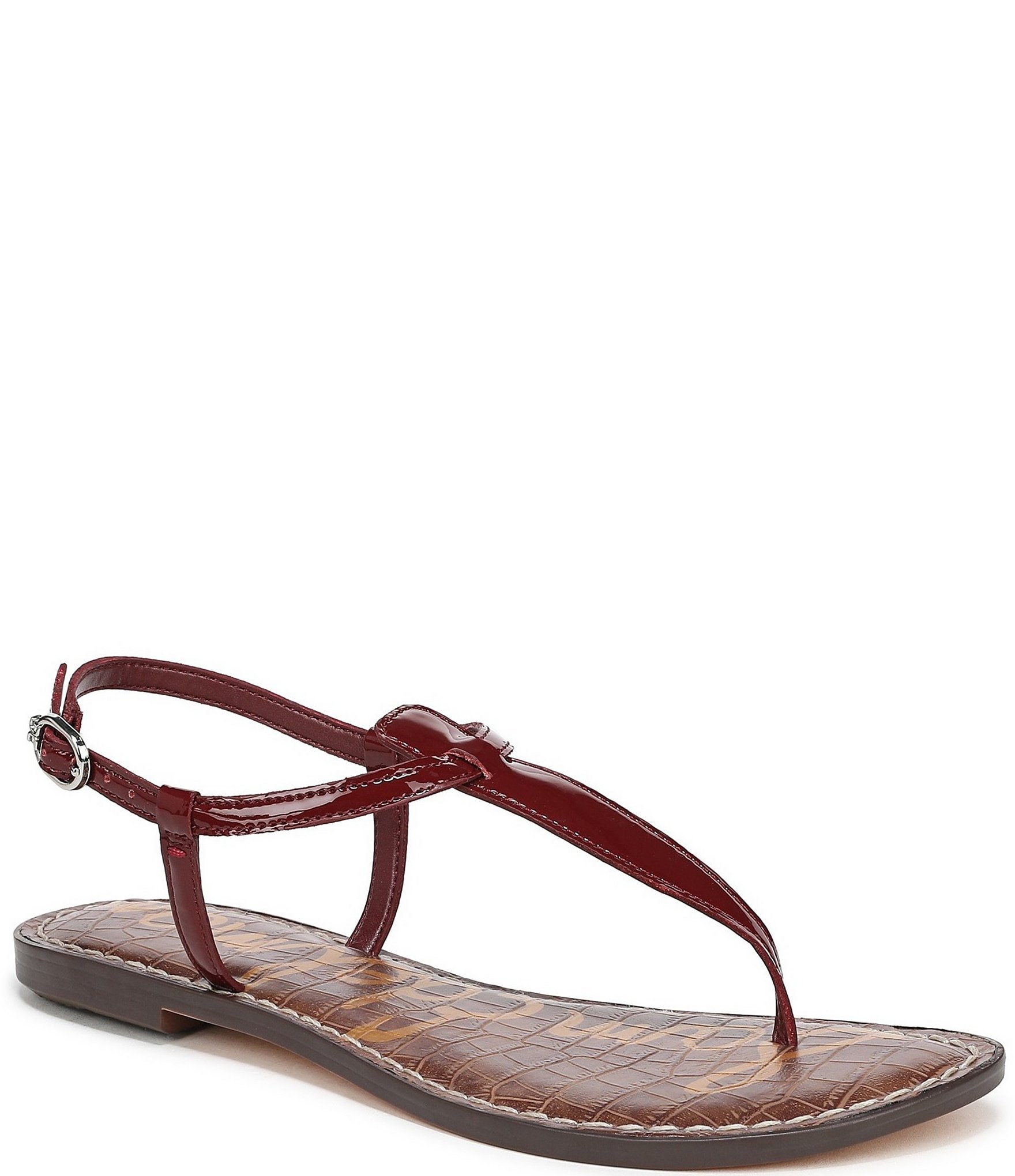 Sam Edelman Gigi Patent Leather T-Strap Flat Sandals | Dillard's