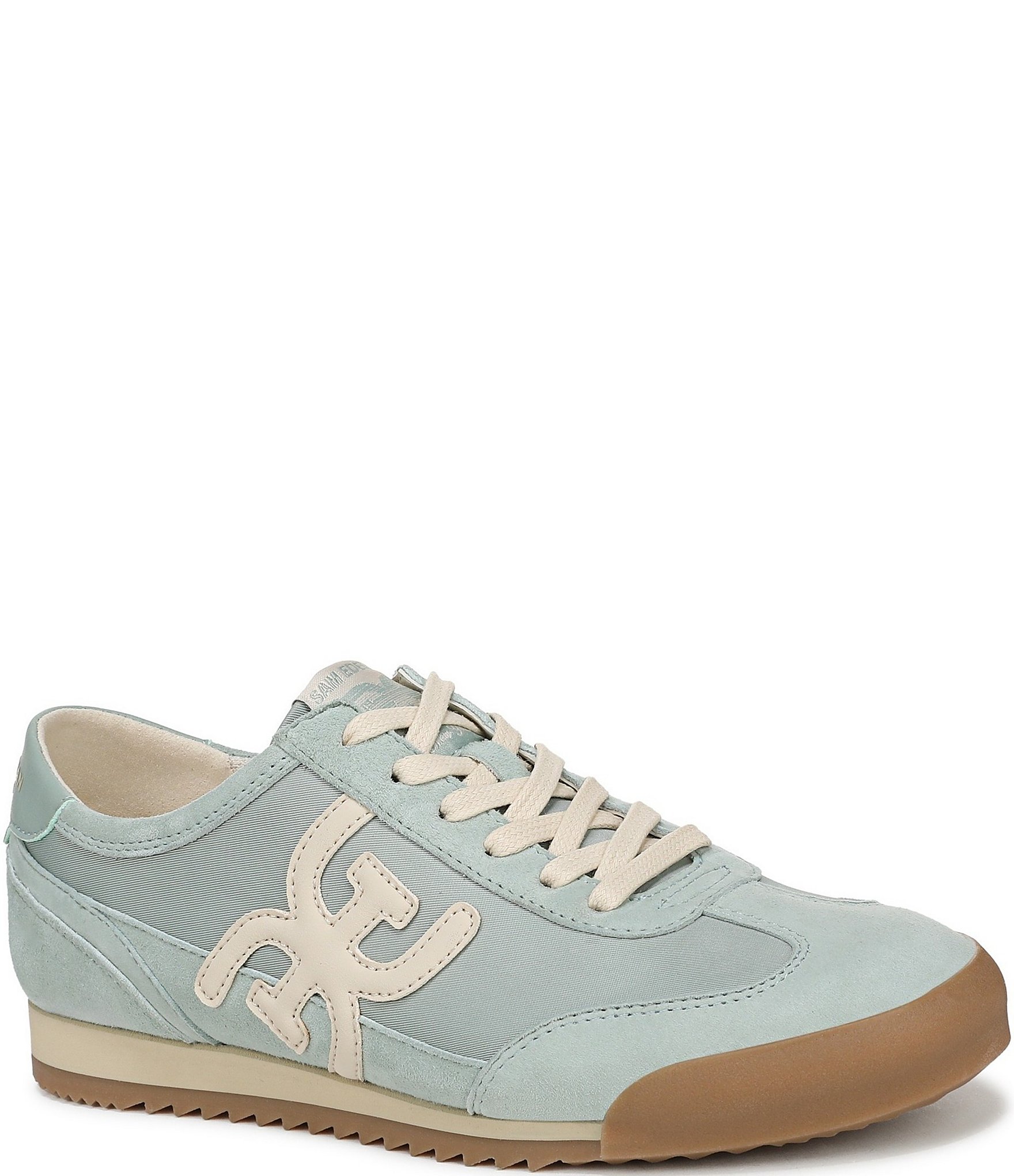 Sam Edelman Ivey Fabric and Suede Double-E Logo Lace-Up Sneakers ...