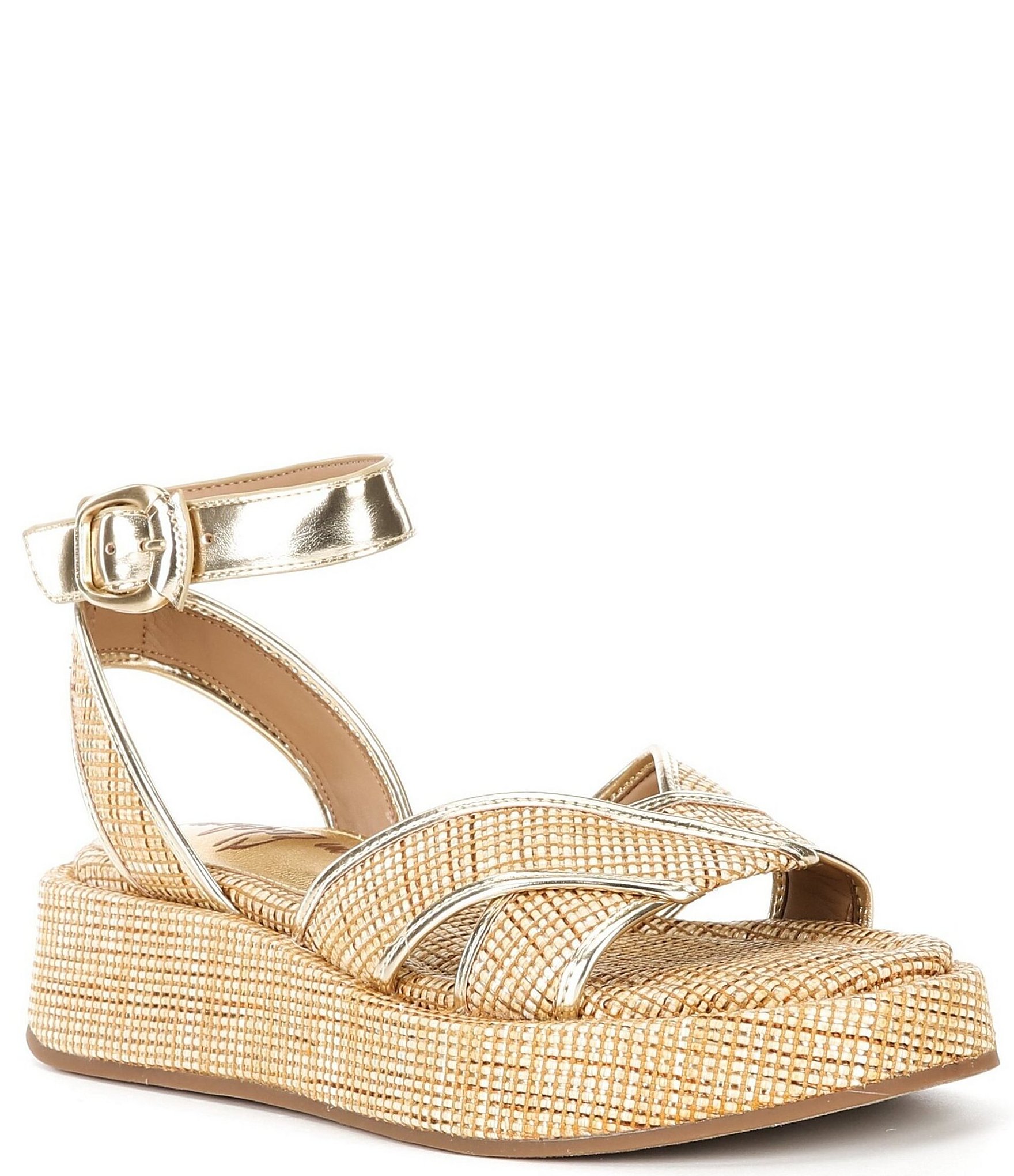 Sam Edelman Nylie Raffia Ankle Strap Platform Sandals | Dillard's