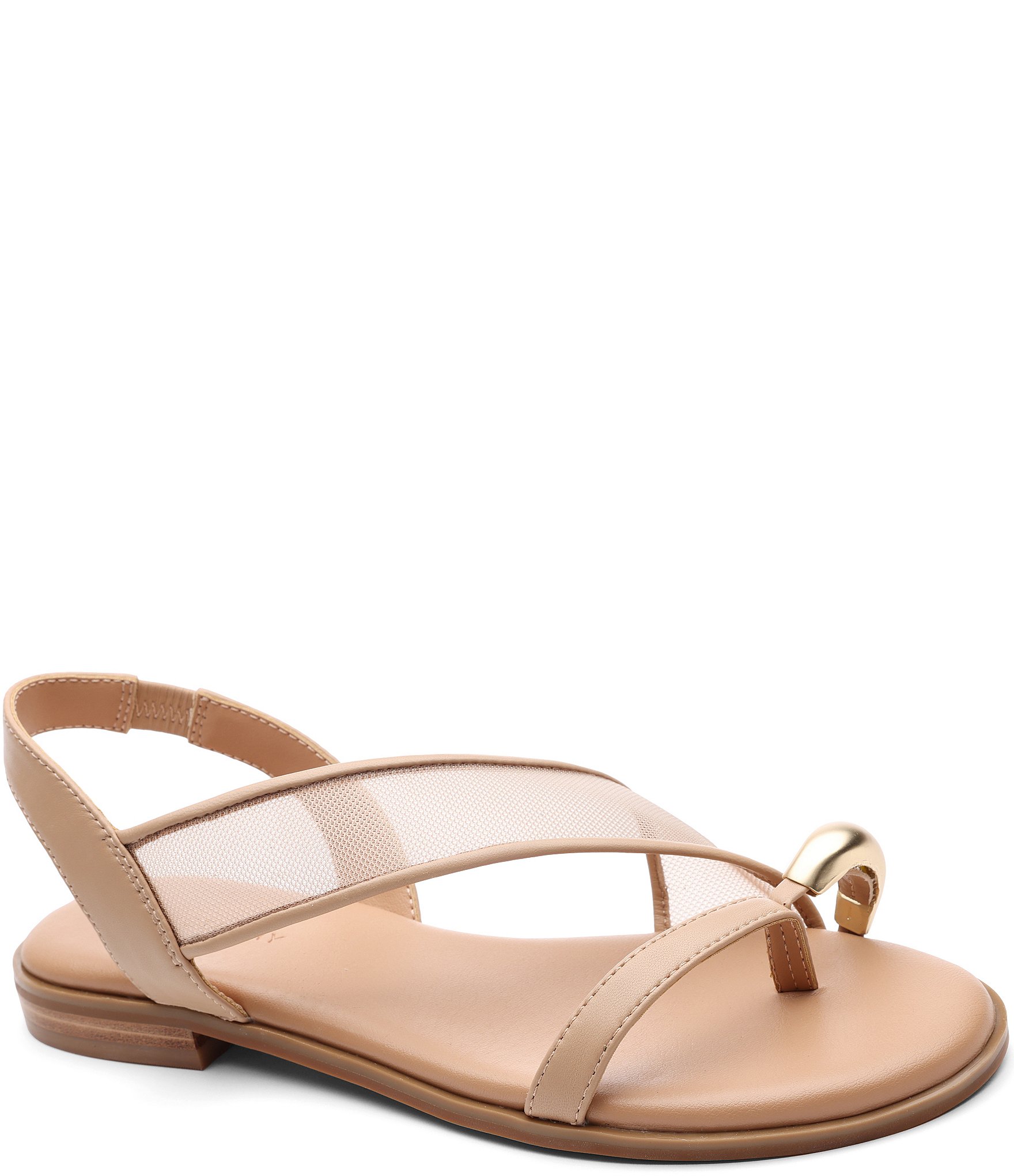 Sanctuary Suave 2.0 Mesh Thong Slingback Toe Ring Hardware Flat Sandals ...