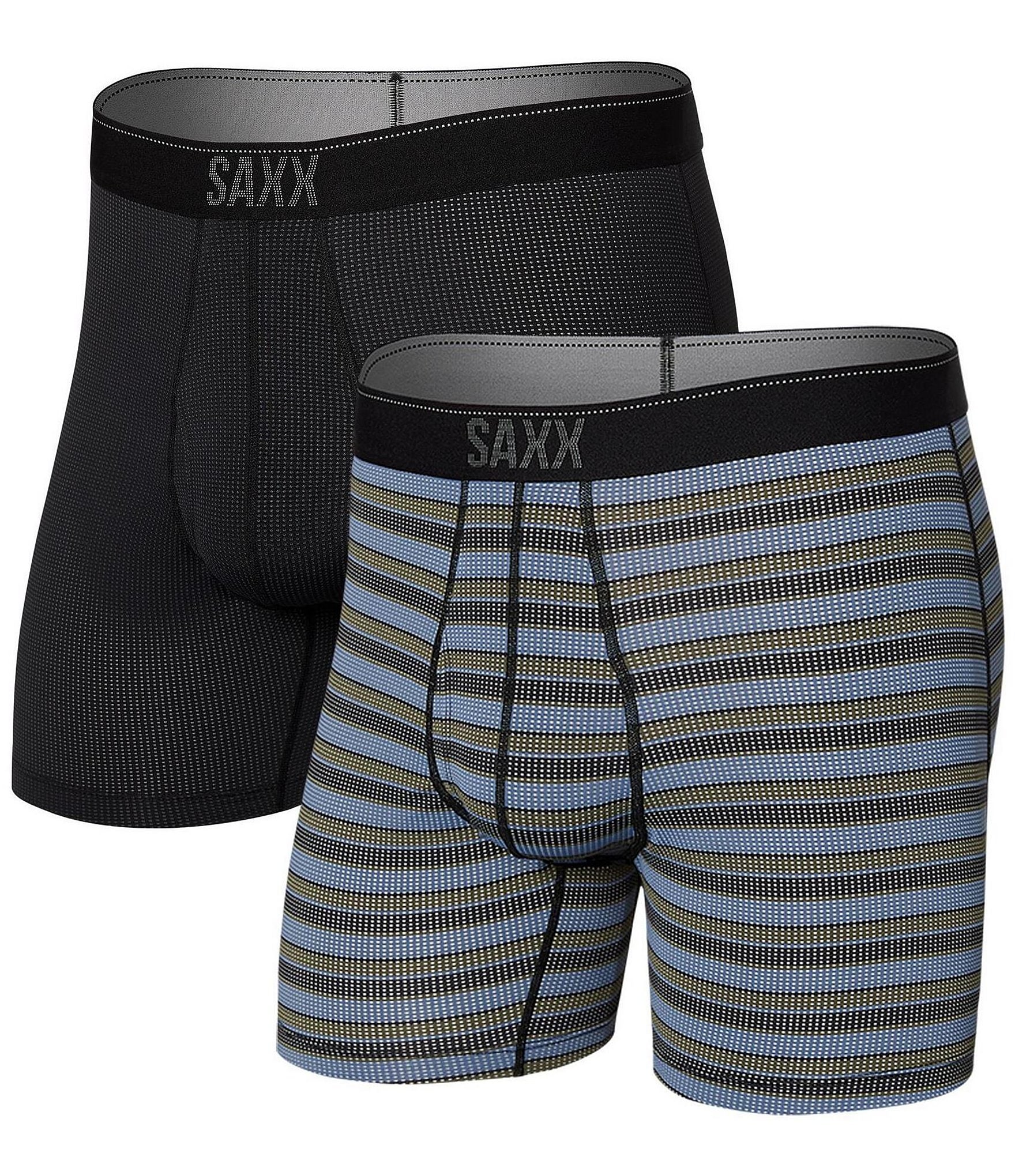 SAXX Quest Quick-Dry Solid/Striped Mesh 5" Inseam Boxer Briefs 2-Pack ...