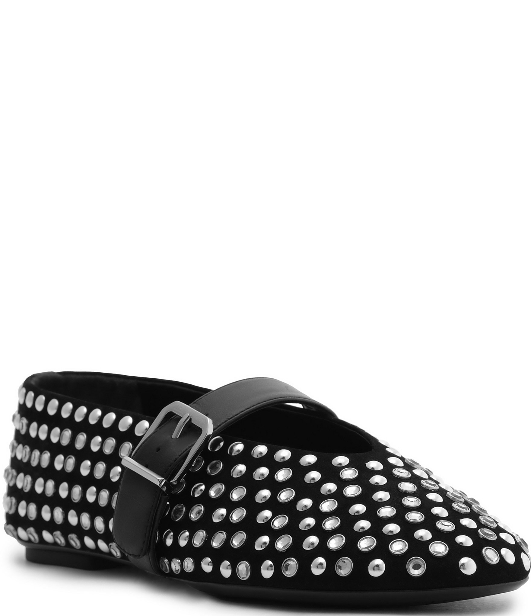 Schutz Eiza Glam Studded Leather Mary Jane Ballet Flats | Dillard's