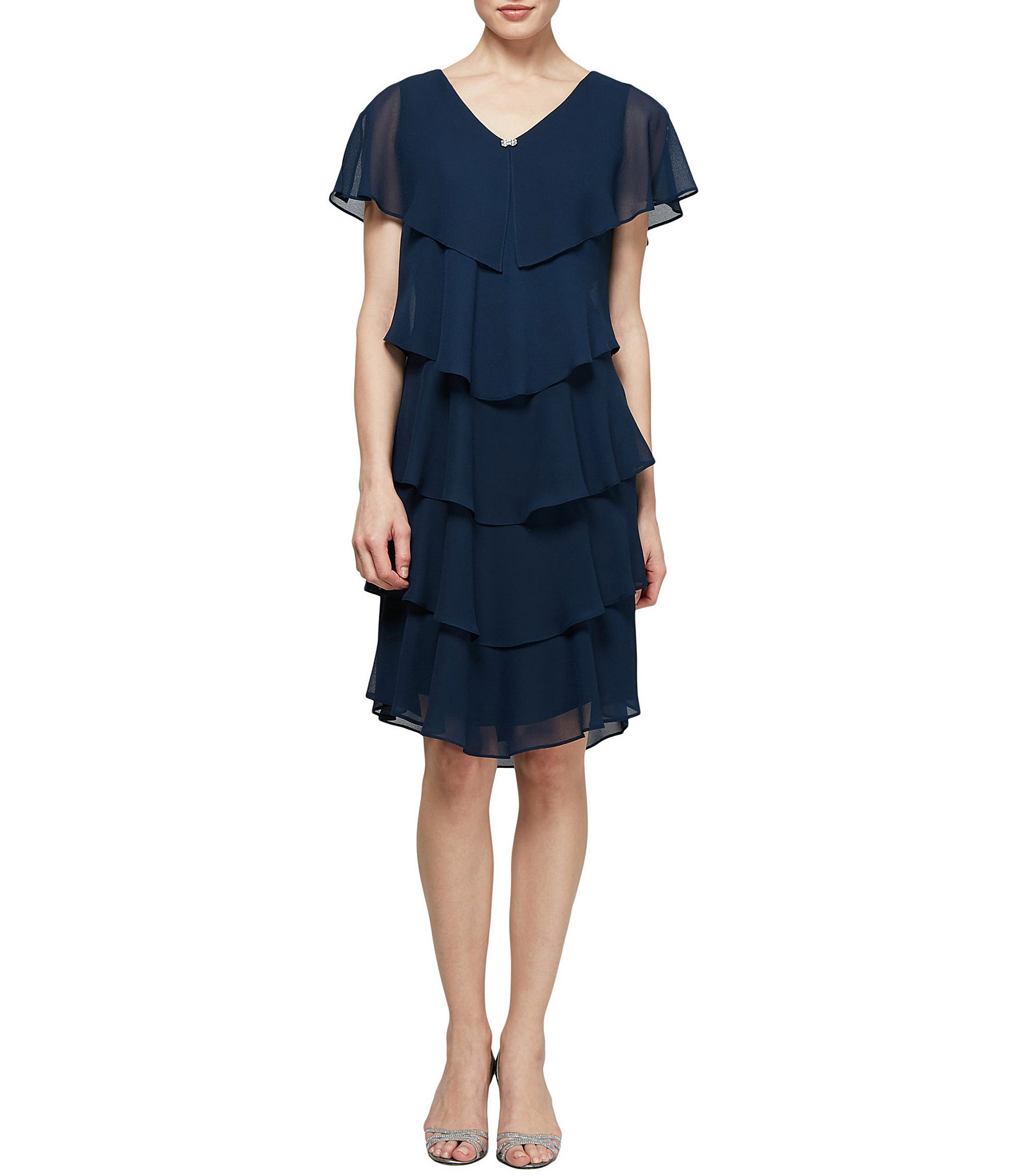 S.L. Fashions Georgette Tiered Capelet Dress | Dillards S.L. Fashions Georgette Tiered Capelet Dress | Dillards