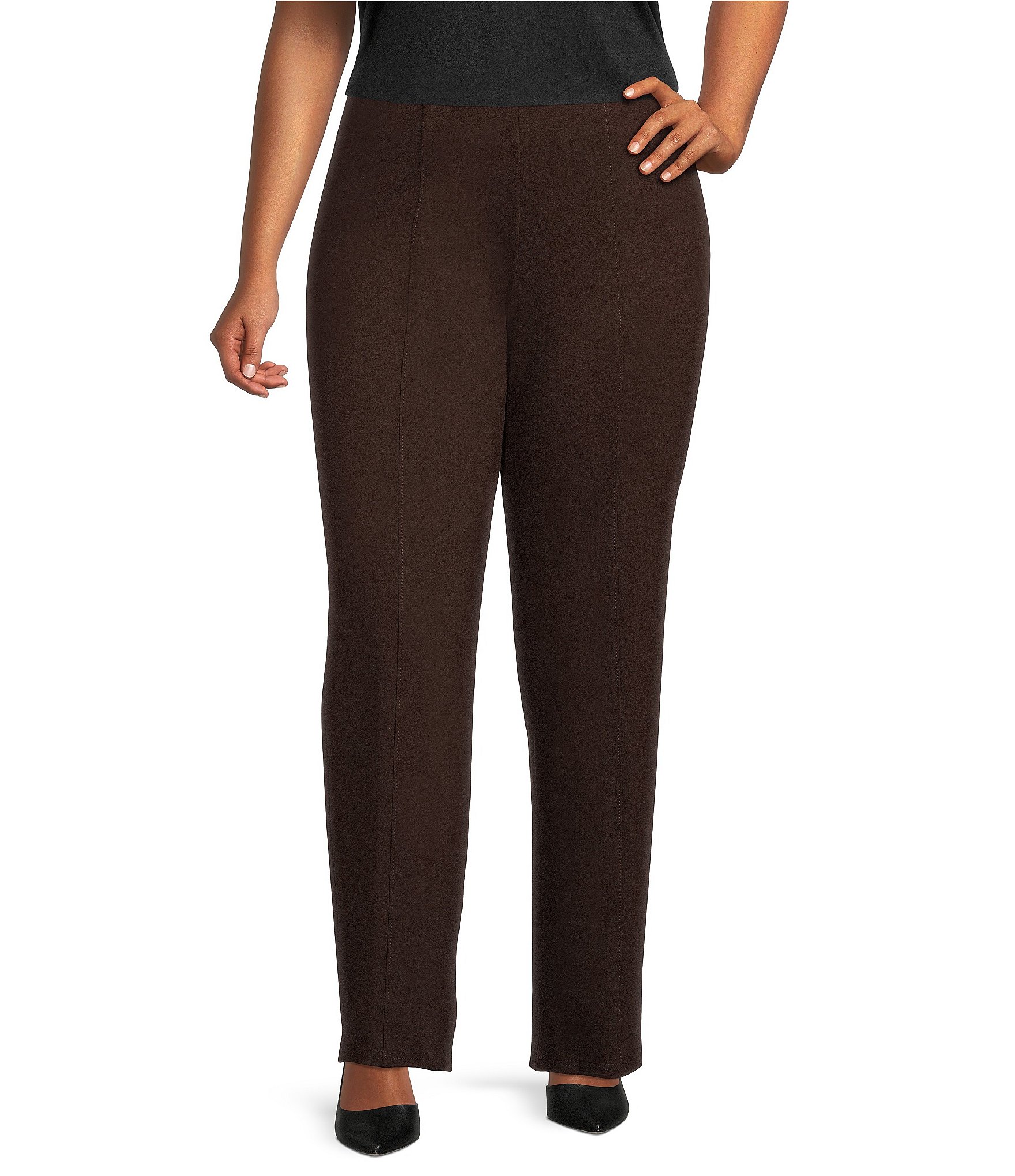 Slim Factor By Investments Plus Size Ponte Knit No Waist Slim Straight