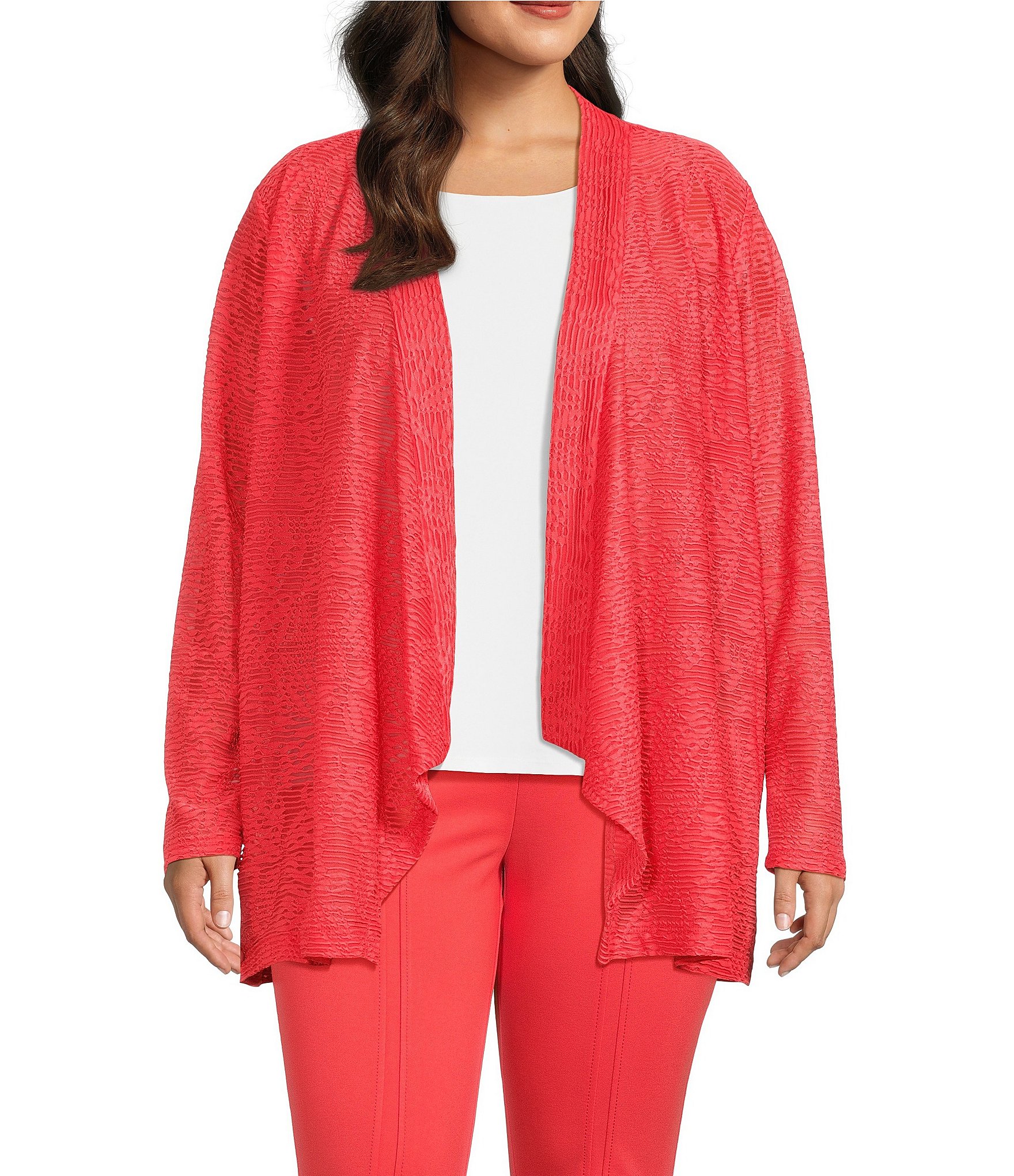 Slim Factor by Investments Plus Size Open Front Long Sleeve Mesh ...