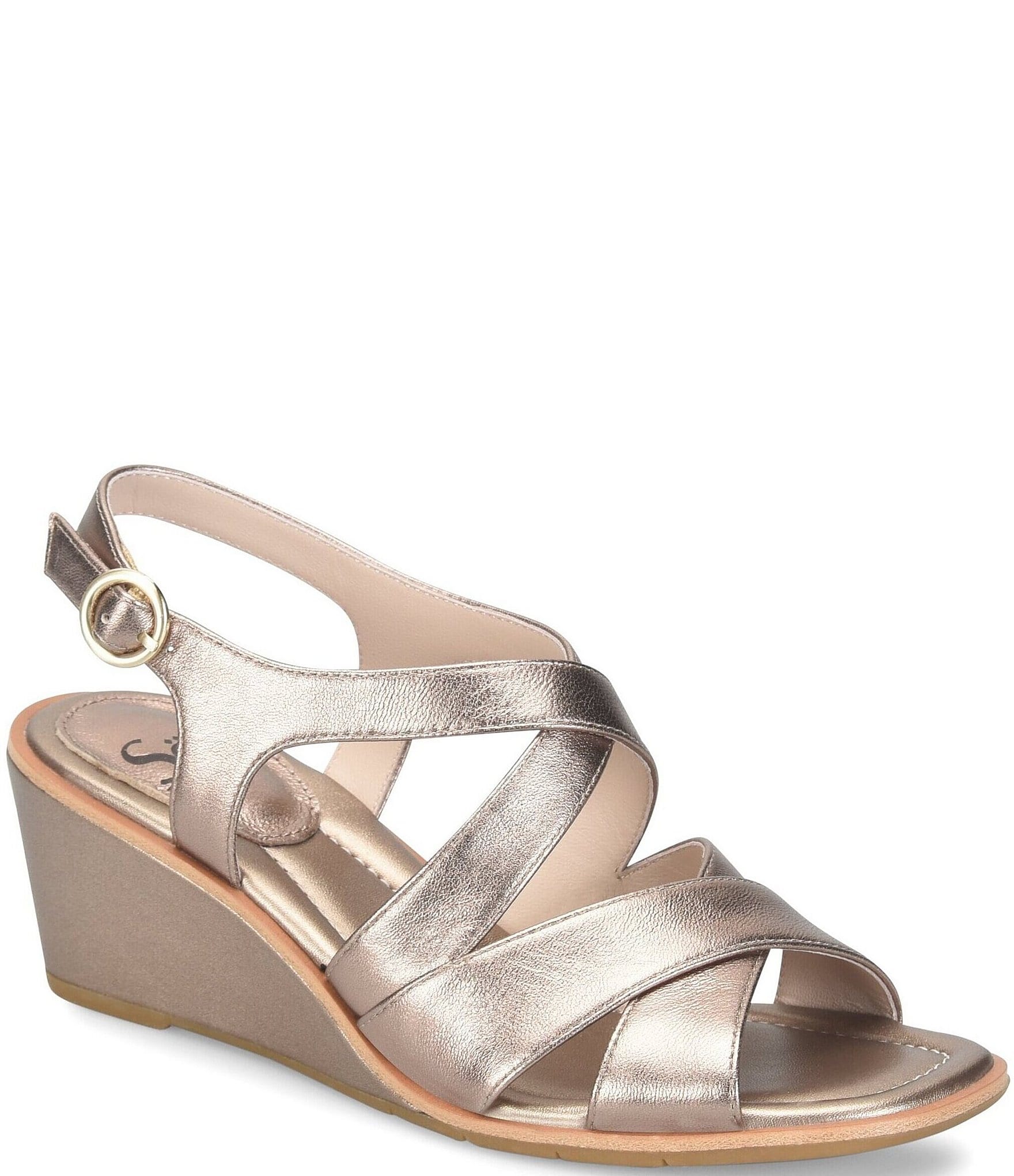 Sofft Gigi Criss-Cross Leather Wedge Slingback Sandals | Dillard's