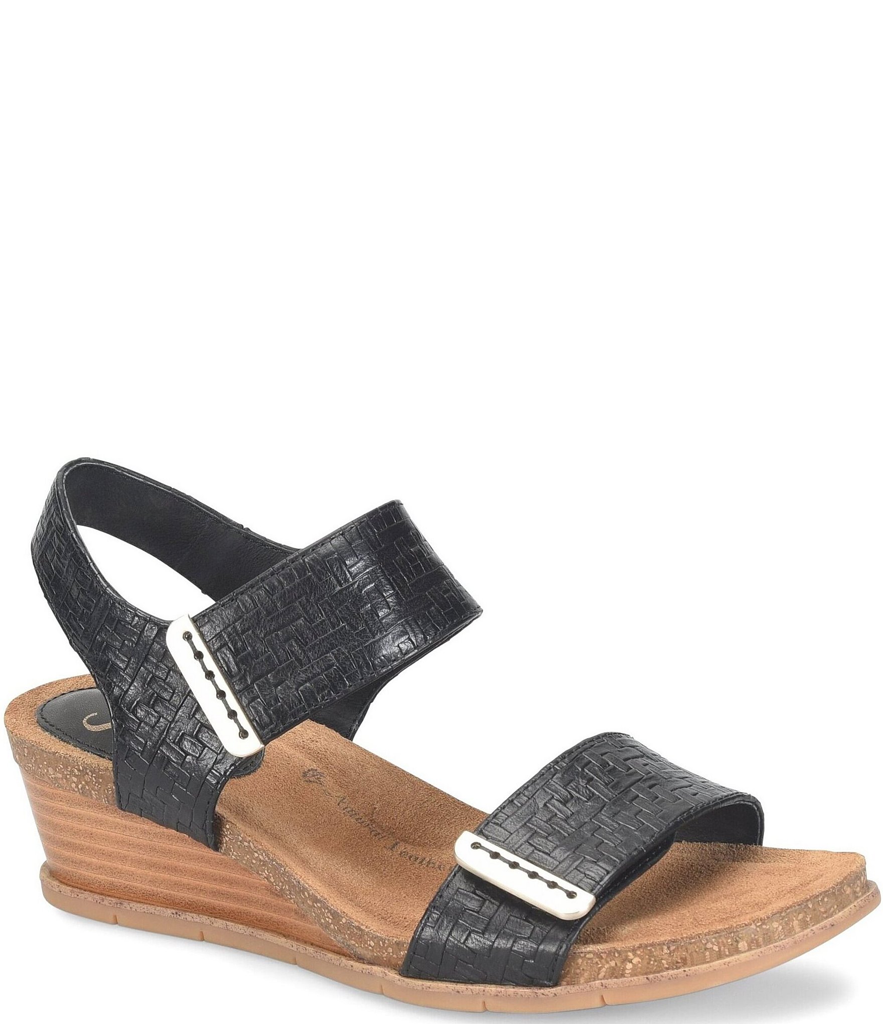 Sofft Verdi II Adjustable Leather Woven Pattern Wedge Sandals | Dillard's