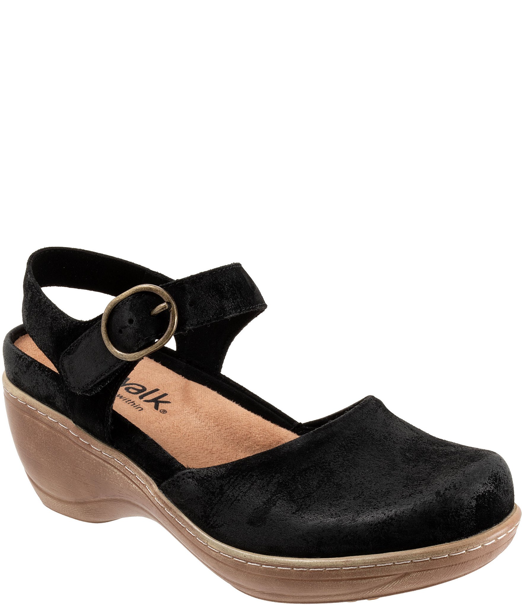 SoftWalk Mabelle Suede Ankle Strap Clogs | Dillard's