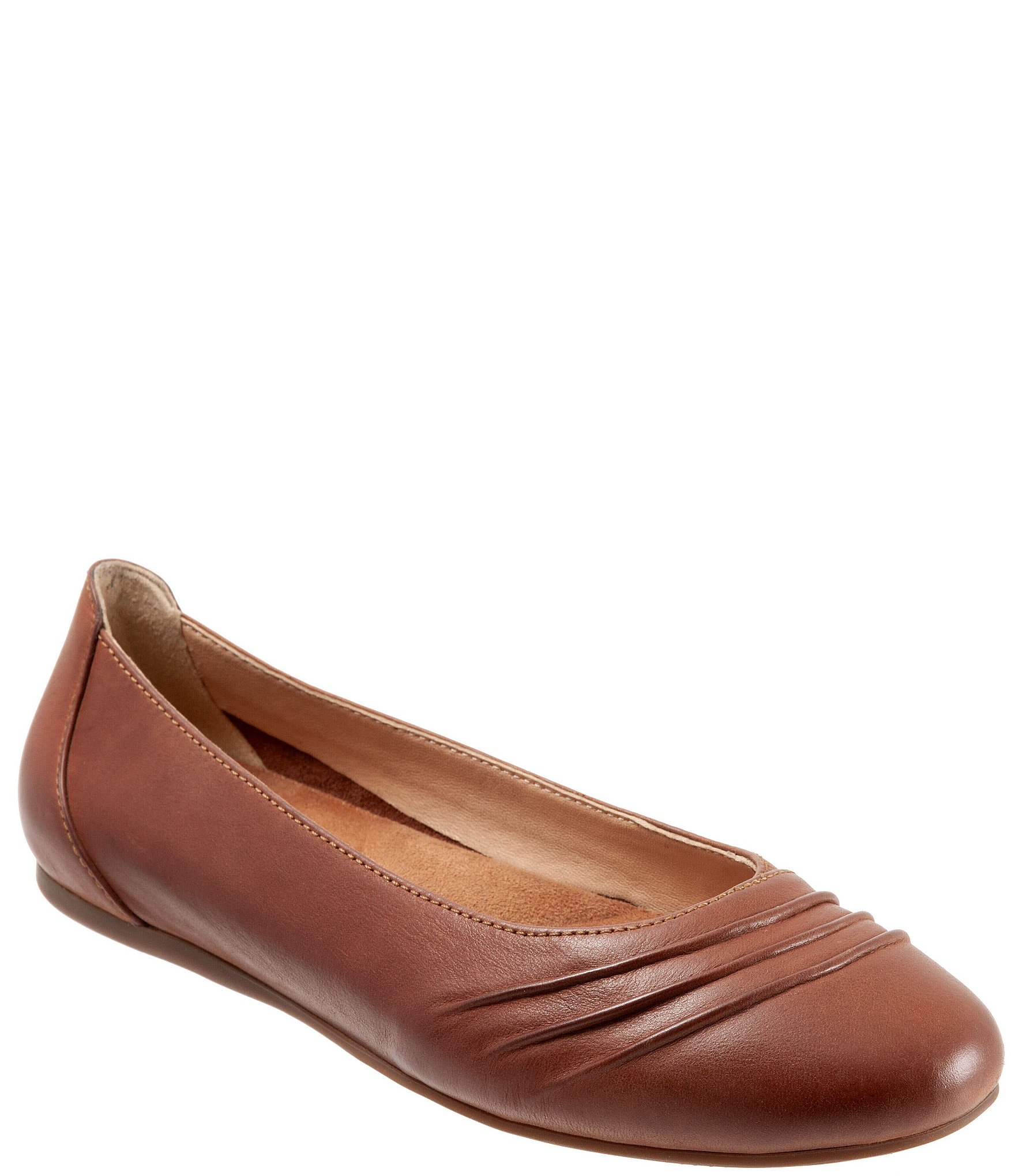 SoftWalk Safi Leather Ruched Flats | Dillard's