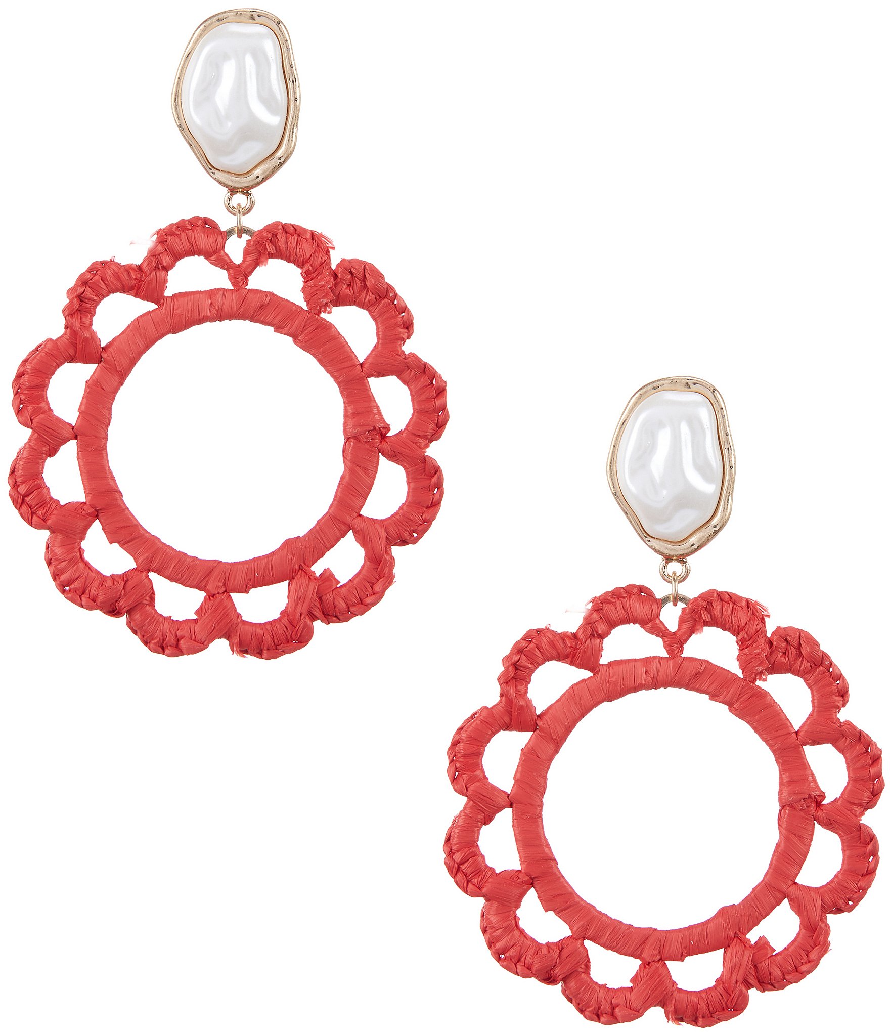 Southern Living Thread Wrapped Flower Pearl Orbital Earrings | Dillard's