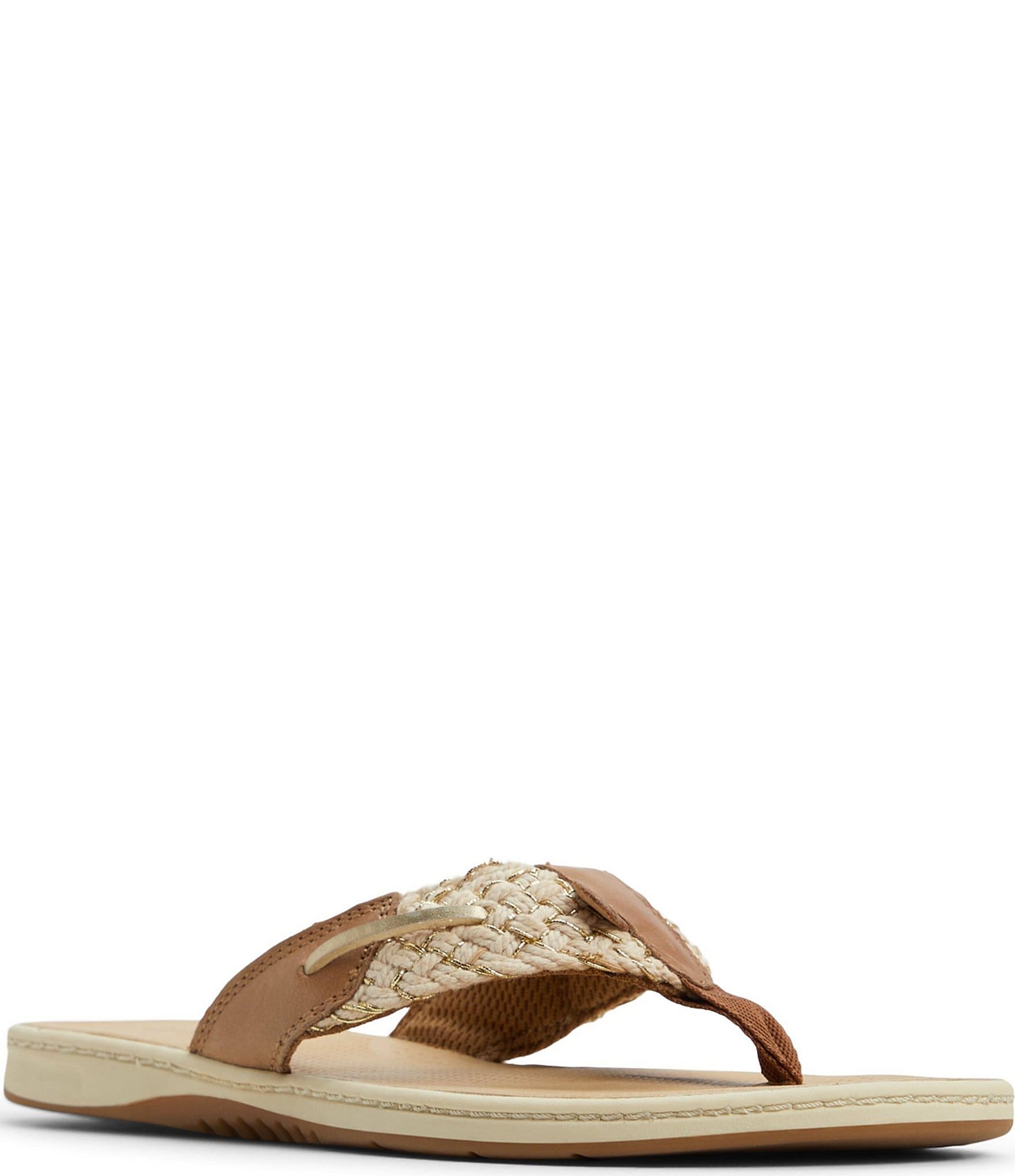 Sperry Women's Parrotfish Leather and Braided Textile Thong Sandals ...