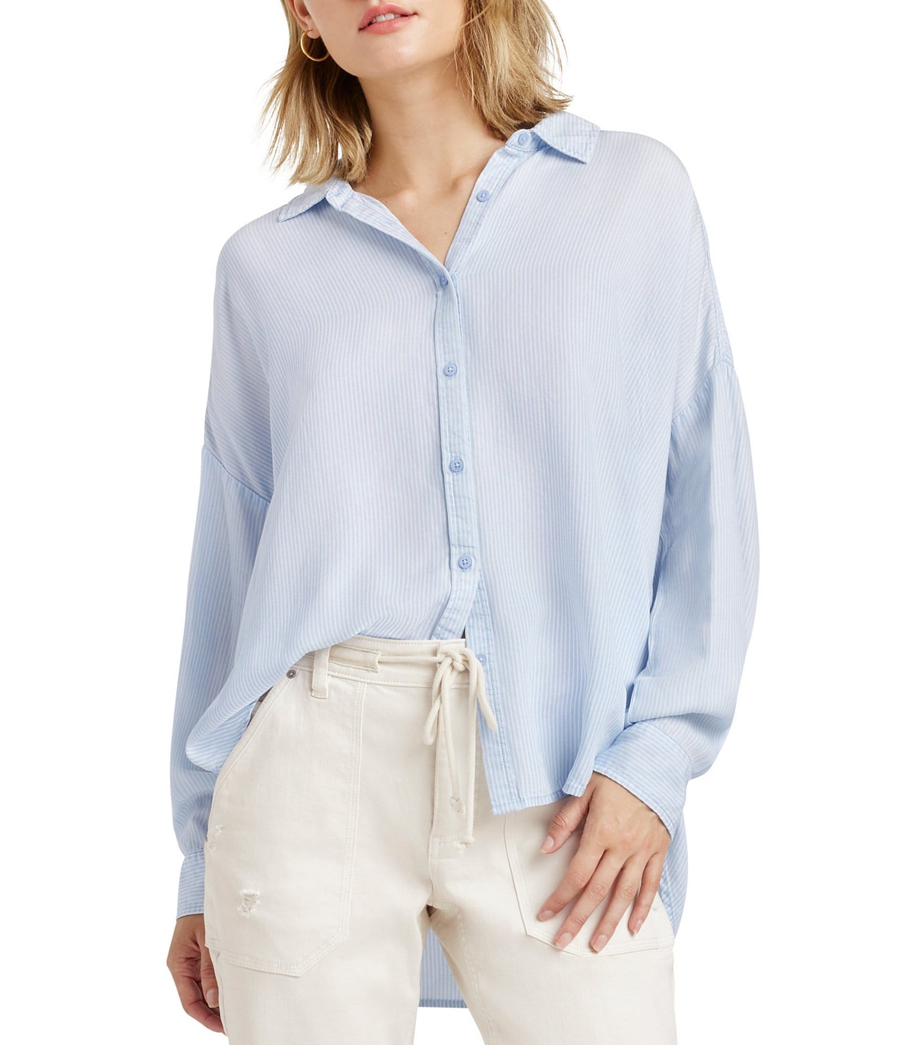 Splendid Ella Stripe Print Point Collar Long Sleeve Button Down Blouse | Dillard's