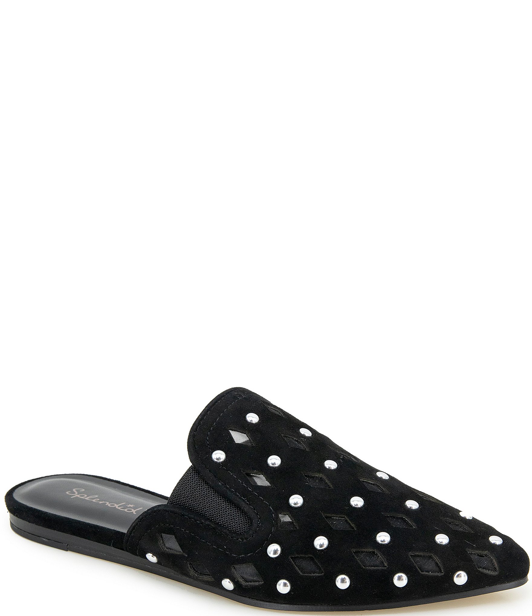 Splendid Linna Suede Studded Mesh Cut Out Mules | Dillard's