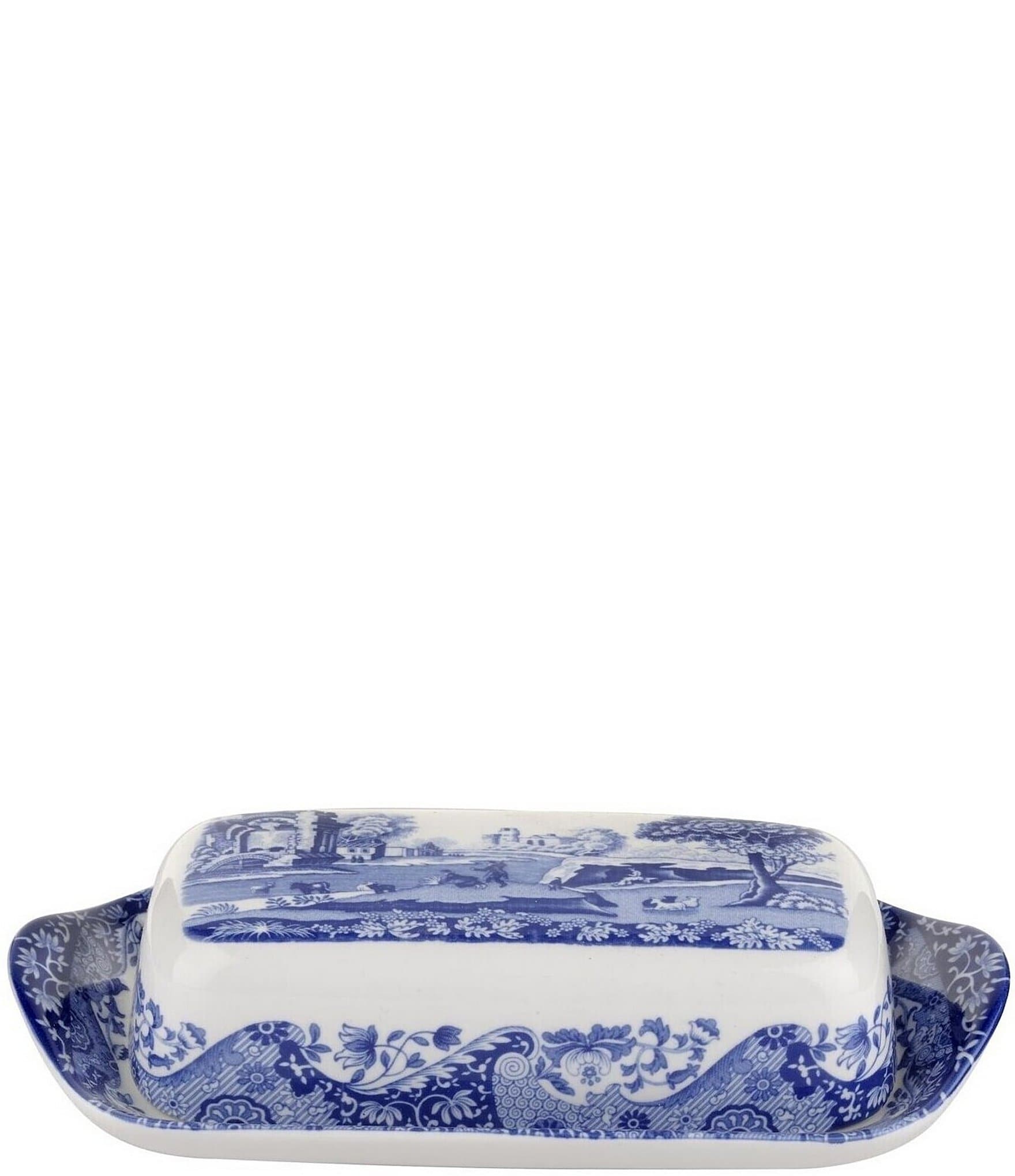 Spode Blue Italian Covered Butter Dish | Dillard's