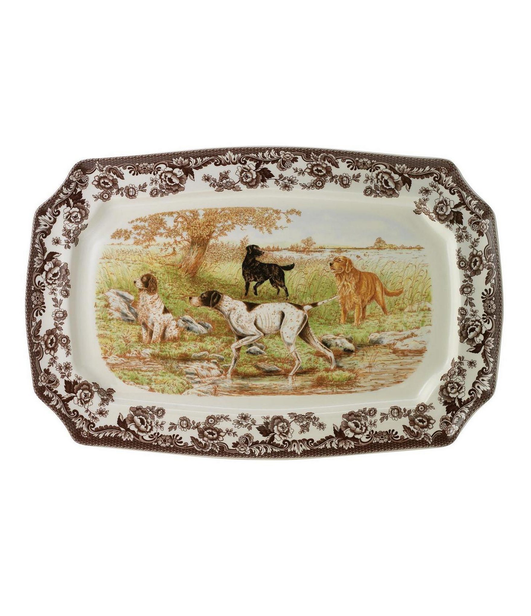 Spode Festive Fall Collection Woodland Hunting Dogs Rectangular Platter ...