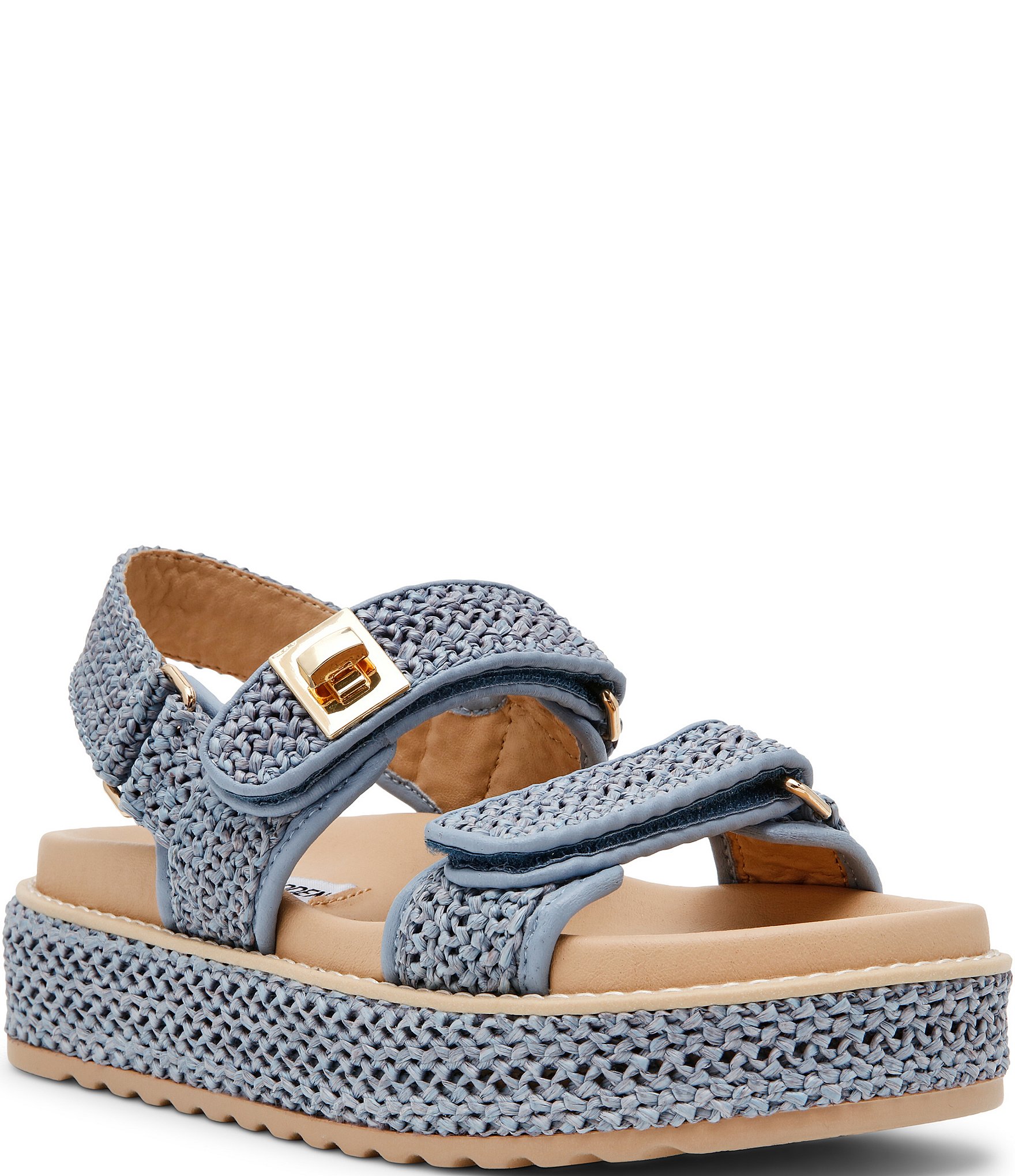 Steve Madden Bigmona Raffia Turnlock Detail Platform Sandals | Dillard's