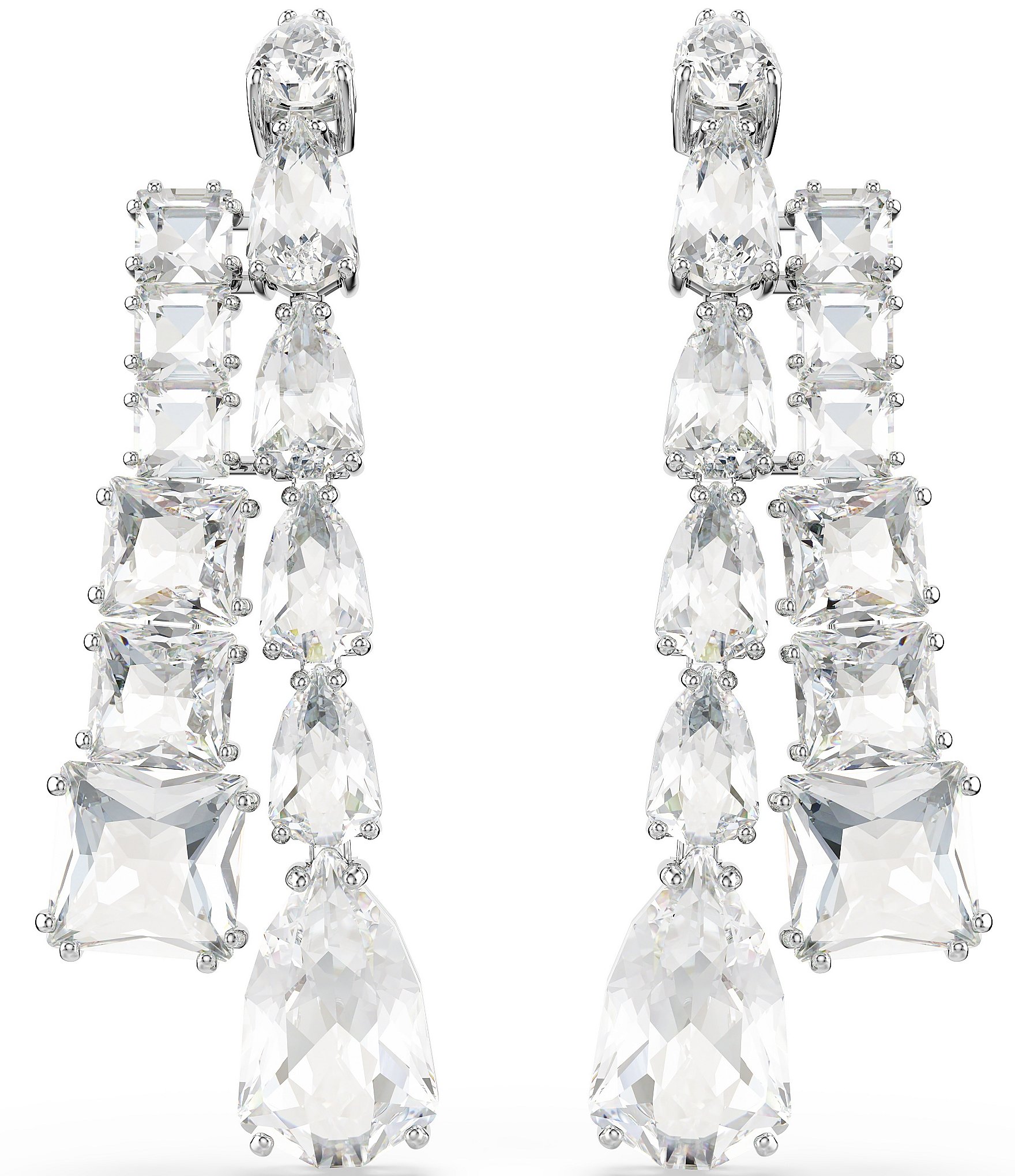 Swarovski Matrix Mixed Cut Silver Metal Drop Earrings | Dillard's