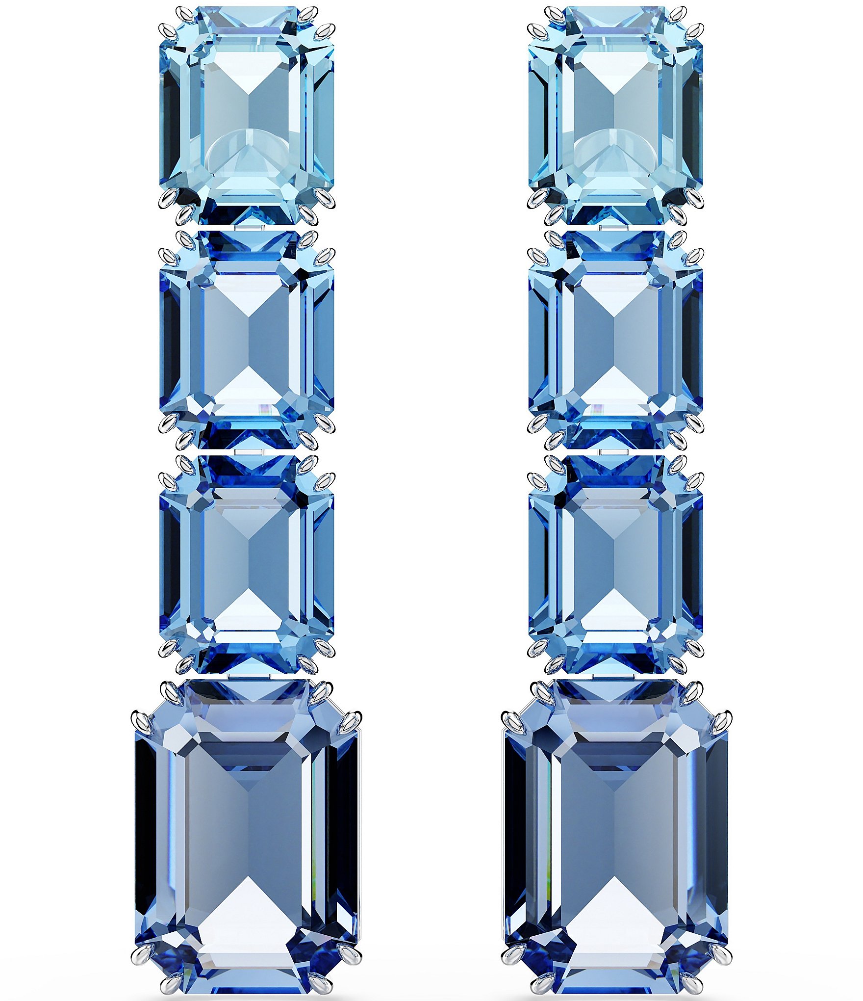 Swarovski Millenia Octagon Cut Blue Linear Earrings | Dillard's