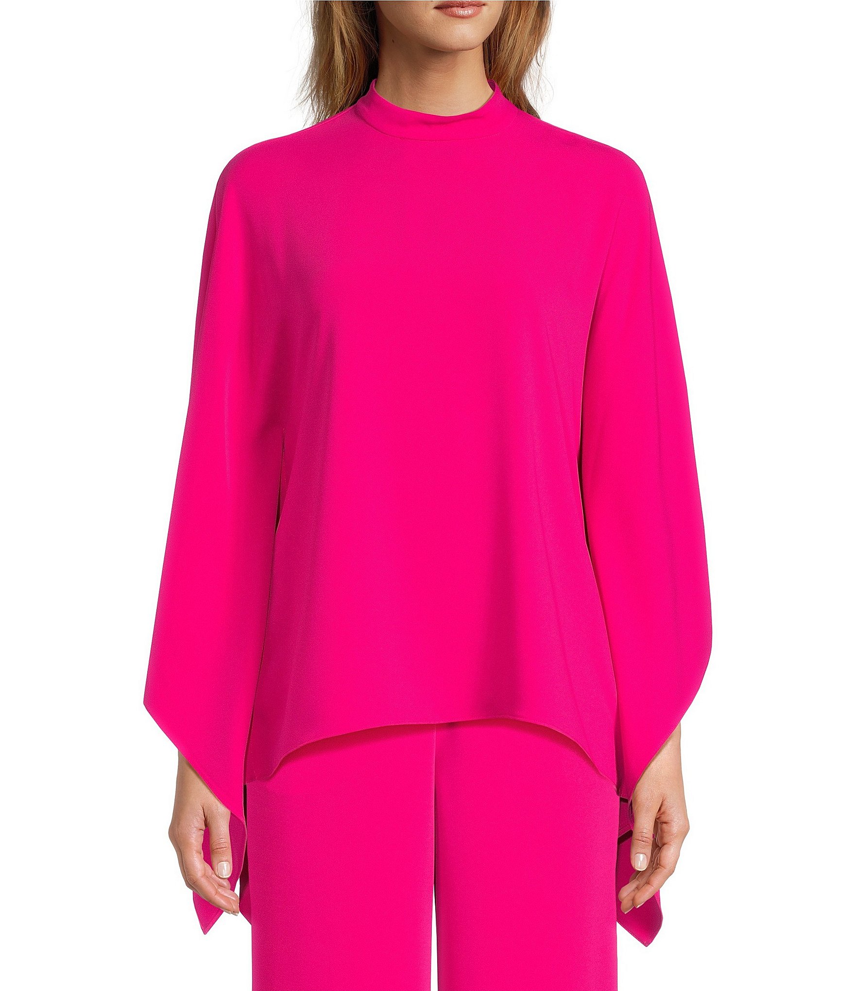 Trina Turk Anona Double Georgette Mock Neck Dolman Sleeve Top | Dillard's