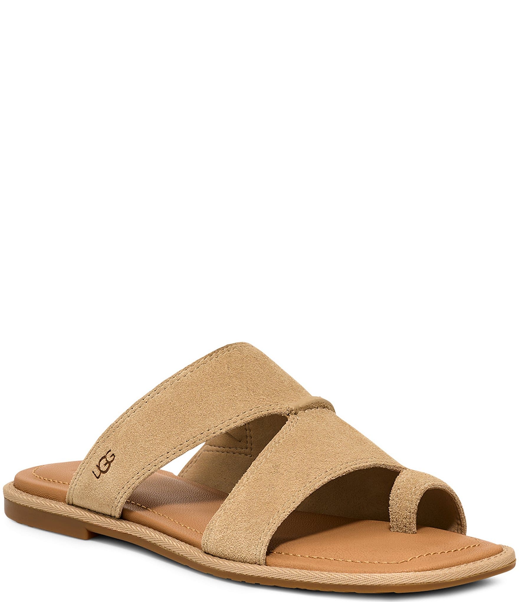 UGG Matira Suede Toe Loop Flat Sandals | Dillard's