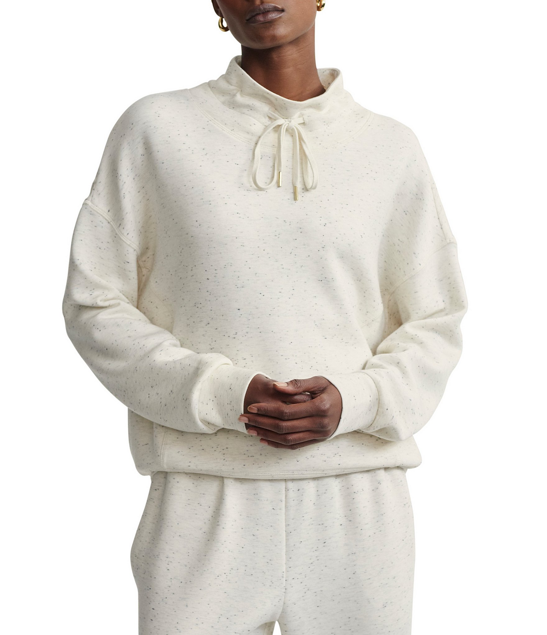 Varley Oakdale Sweat Fleck Print Mock Neck Long Sleeve Pullover ...