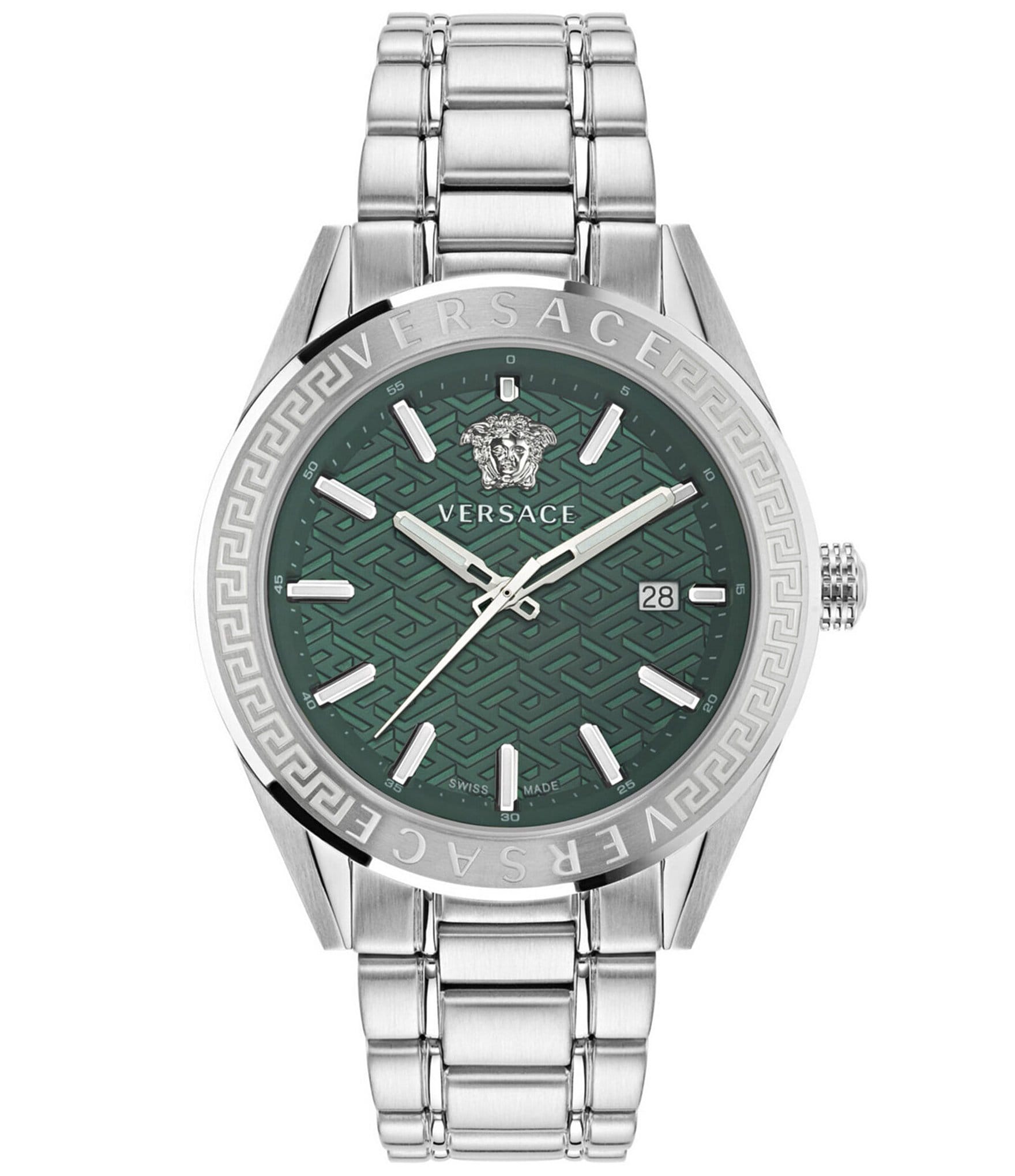 Versace Men's V-Code Analog Stainless Steel Green Dial Watch | Dillard's