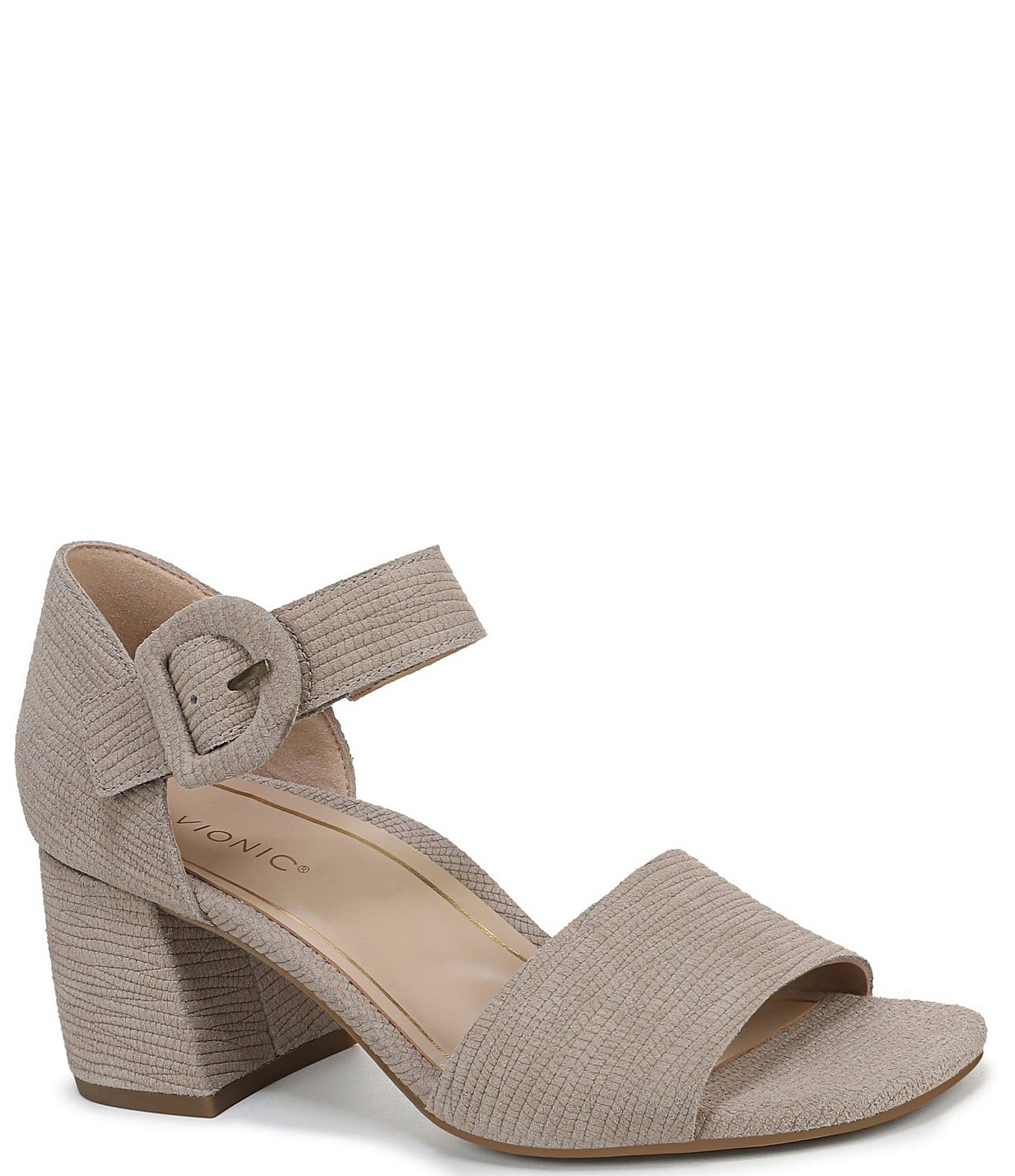 Vionic Chardonnay Embossed Suede Dress Sandals | Dillard's