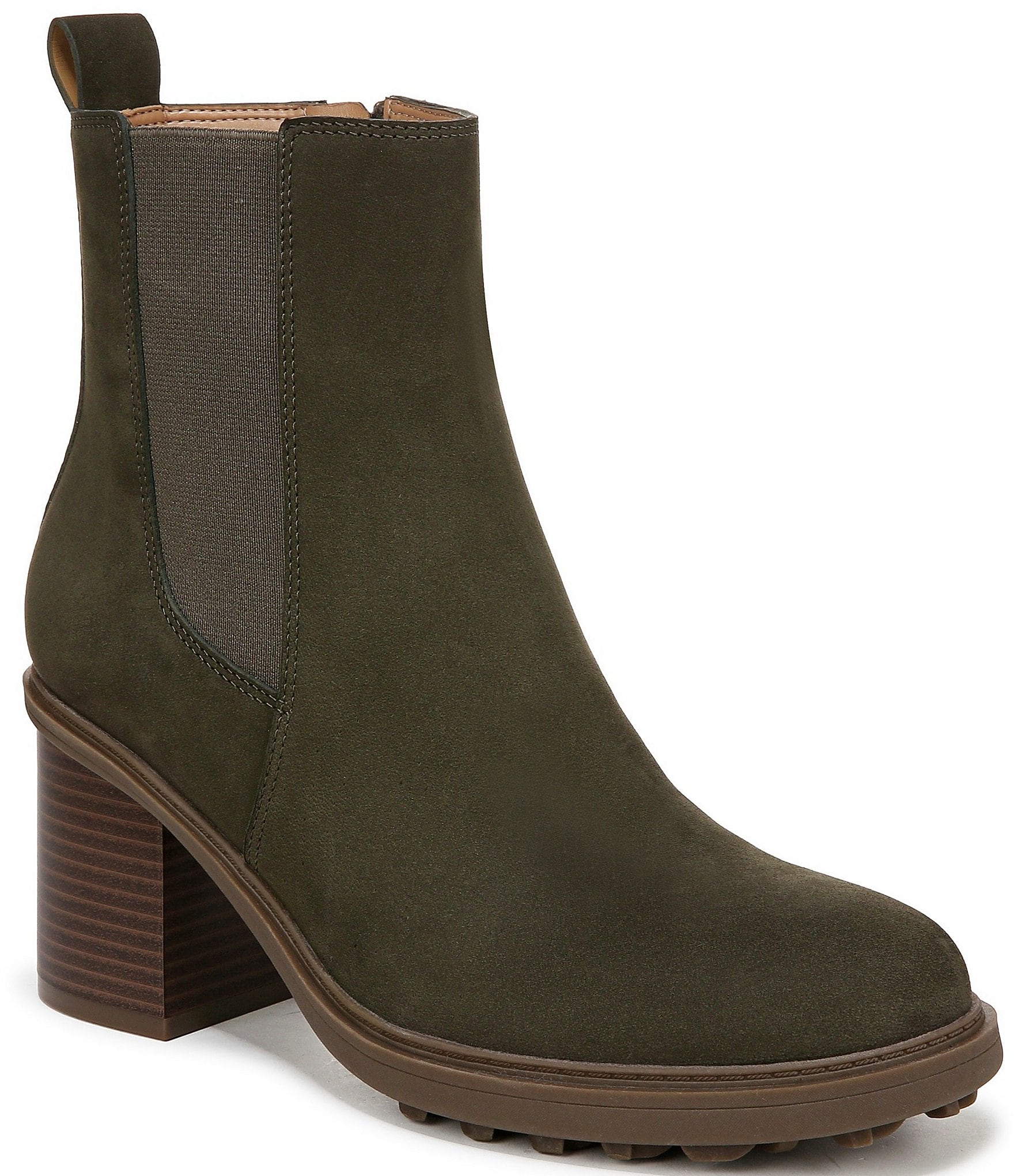 Vionic Truckee Nubuck Stacked Heel Booties | Dillard's