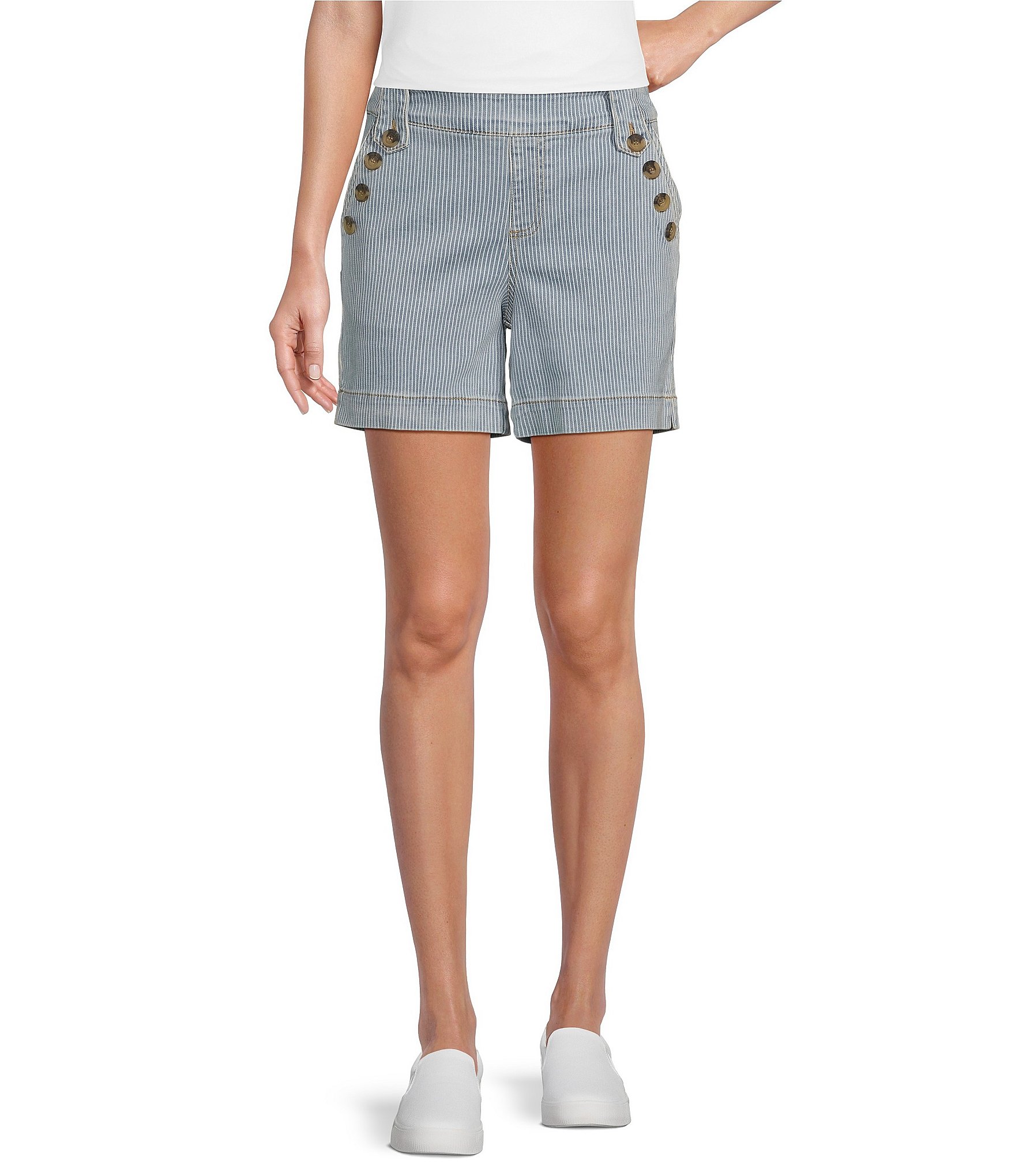 Westbound Button Embellished Pull-On Marina Shorts | Dillard's