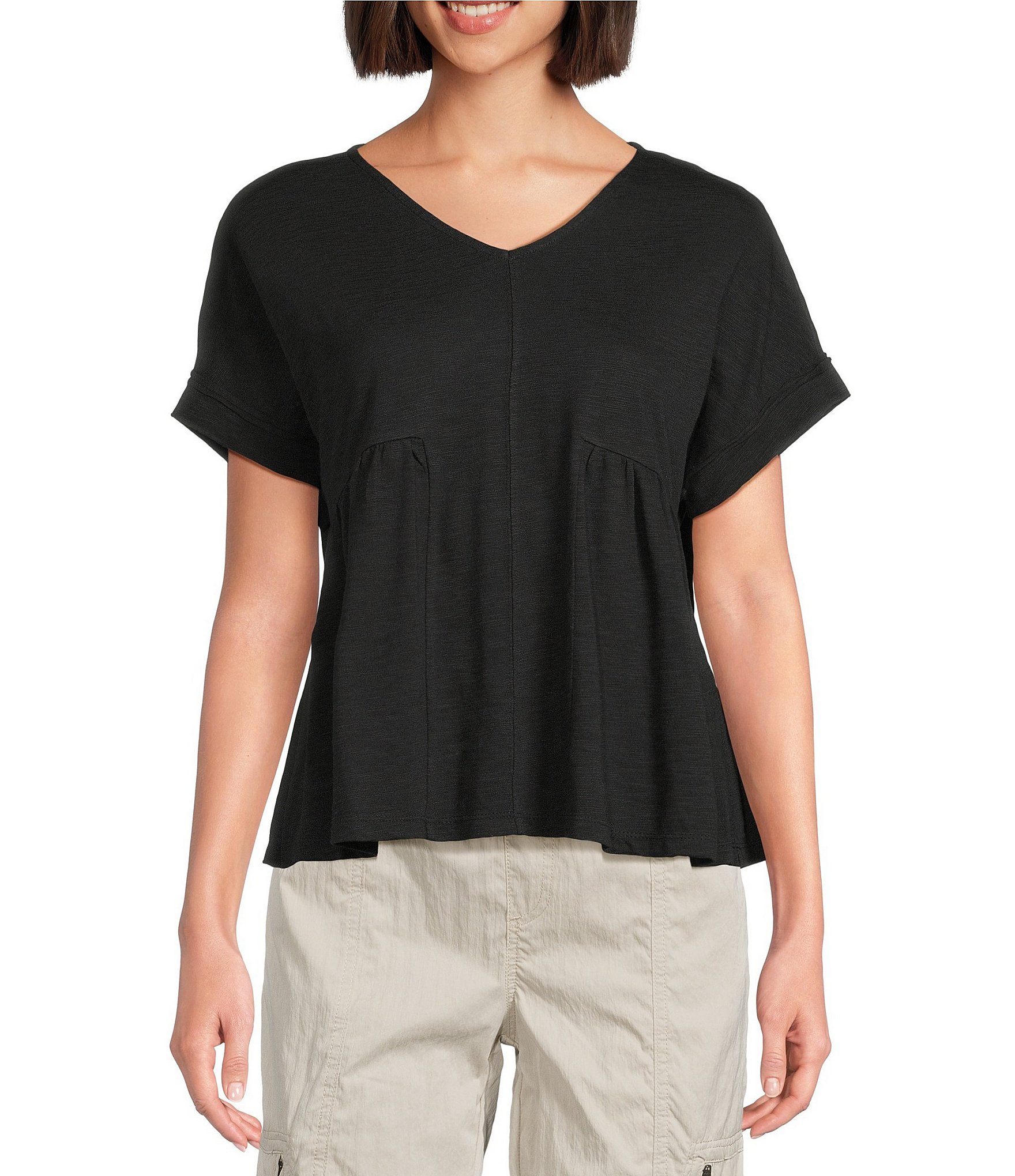 Westbound Knit V-Neck Flowy Short Sleeve Top | Dillard's