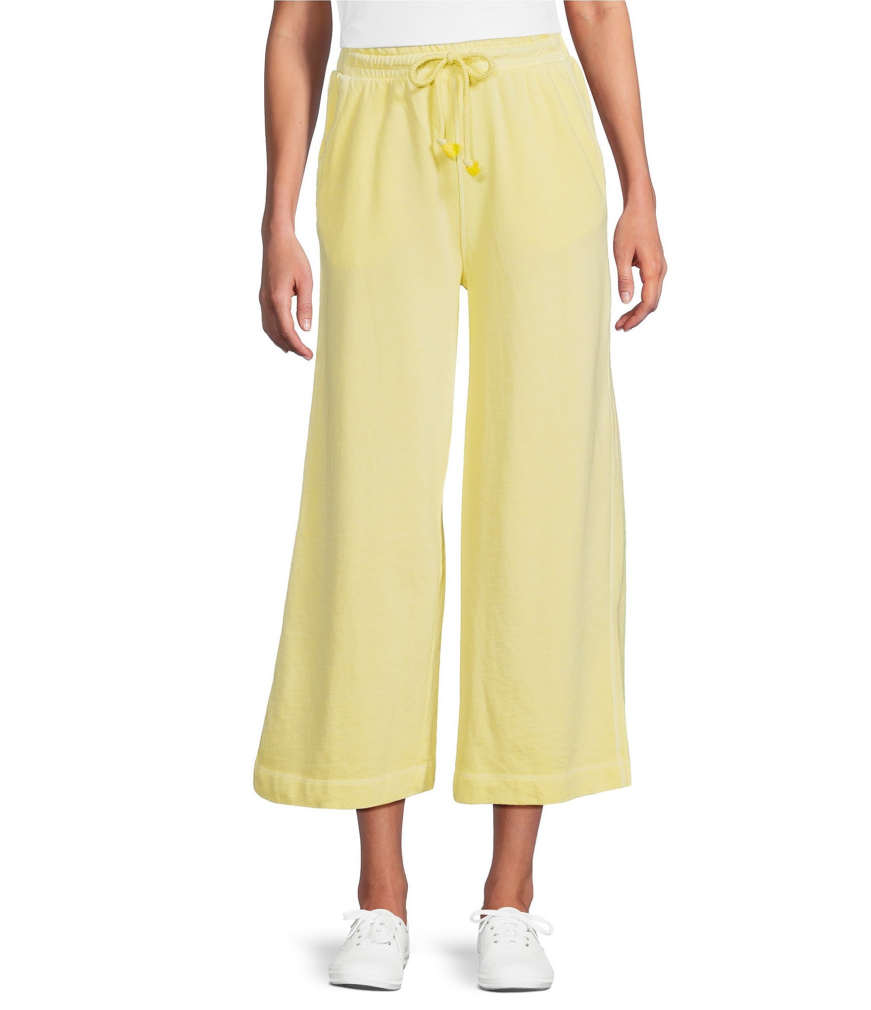 Westbound Petite Size Pull-On Cropped Drawstring Terry Pants | Dillard's