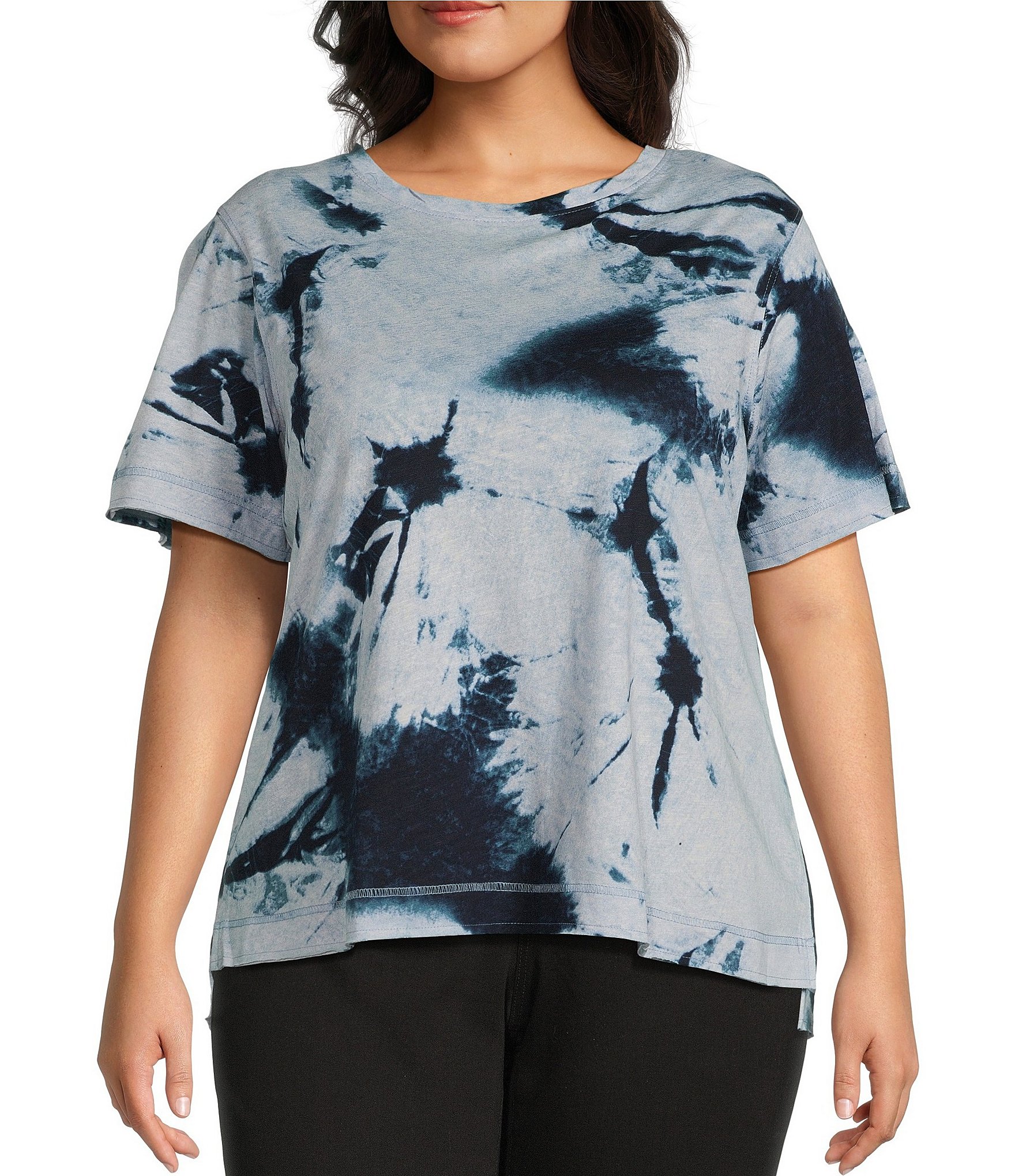 Westbound Plus Size Shibori Storm Short Sleeve Crew Neck Top | Dillard's