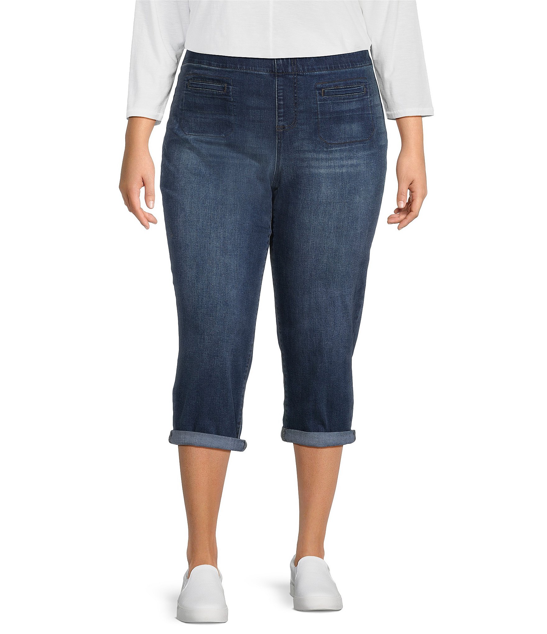 Westbound Plus Size the HIGH RISE fit Crop Pull-On Denim Jeans | Dillard's