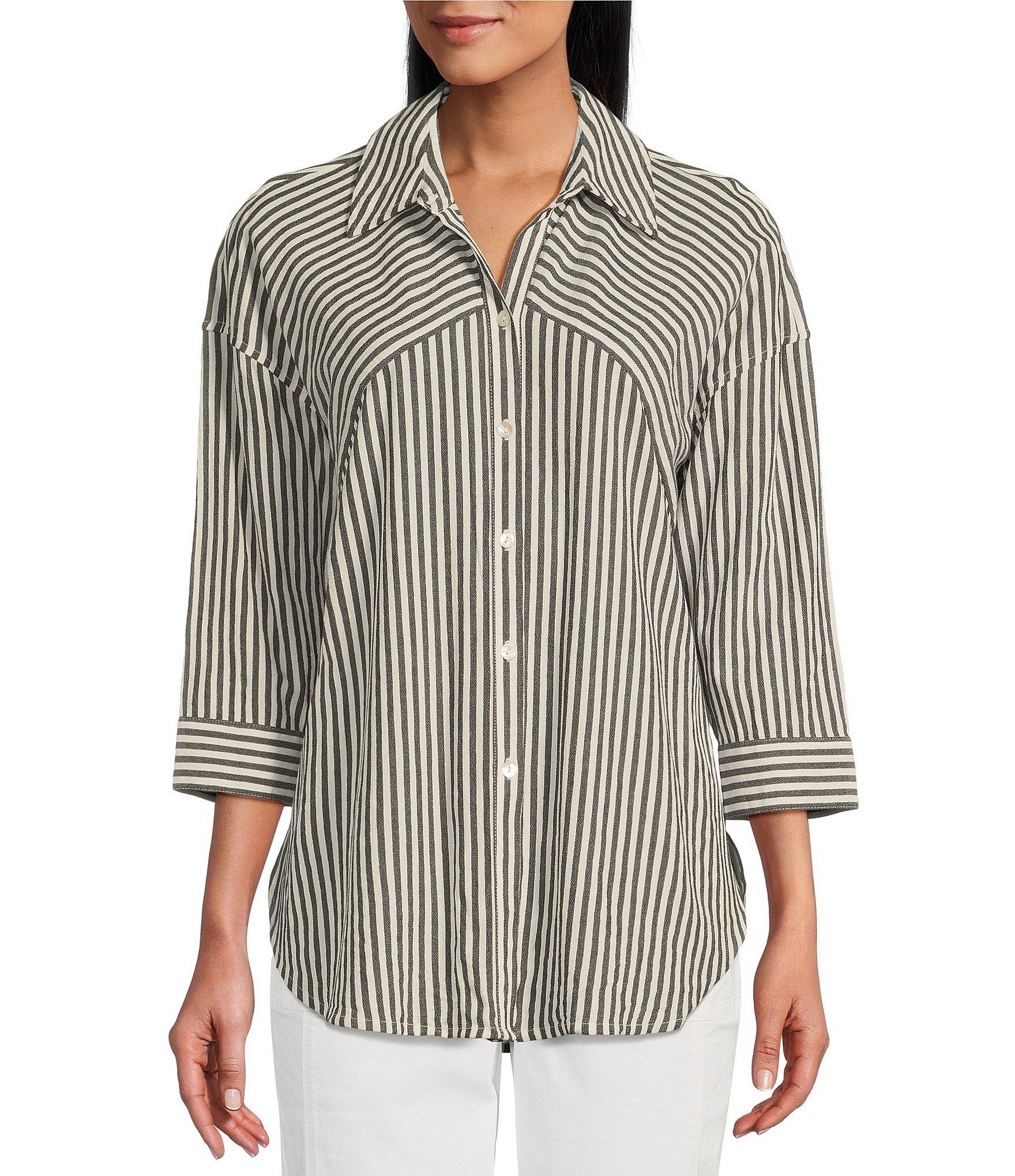 Westbound Point Collar Button Front 3/4 Sleeve Shirt | Dillard's
