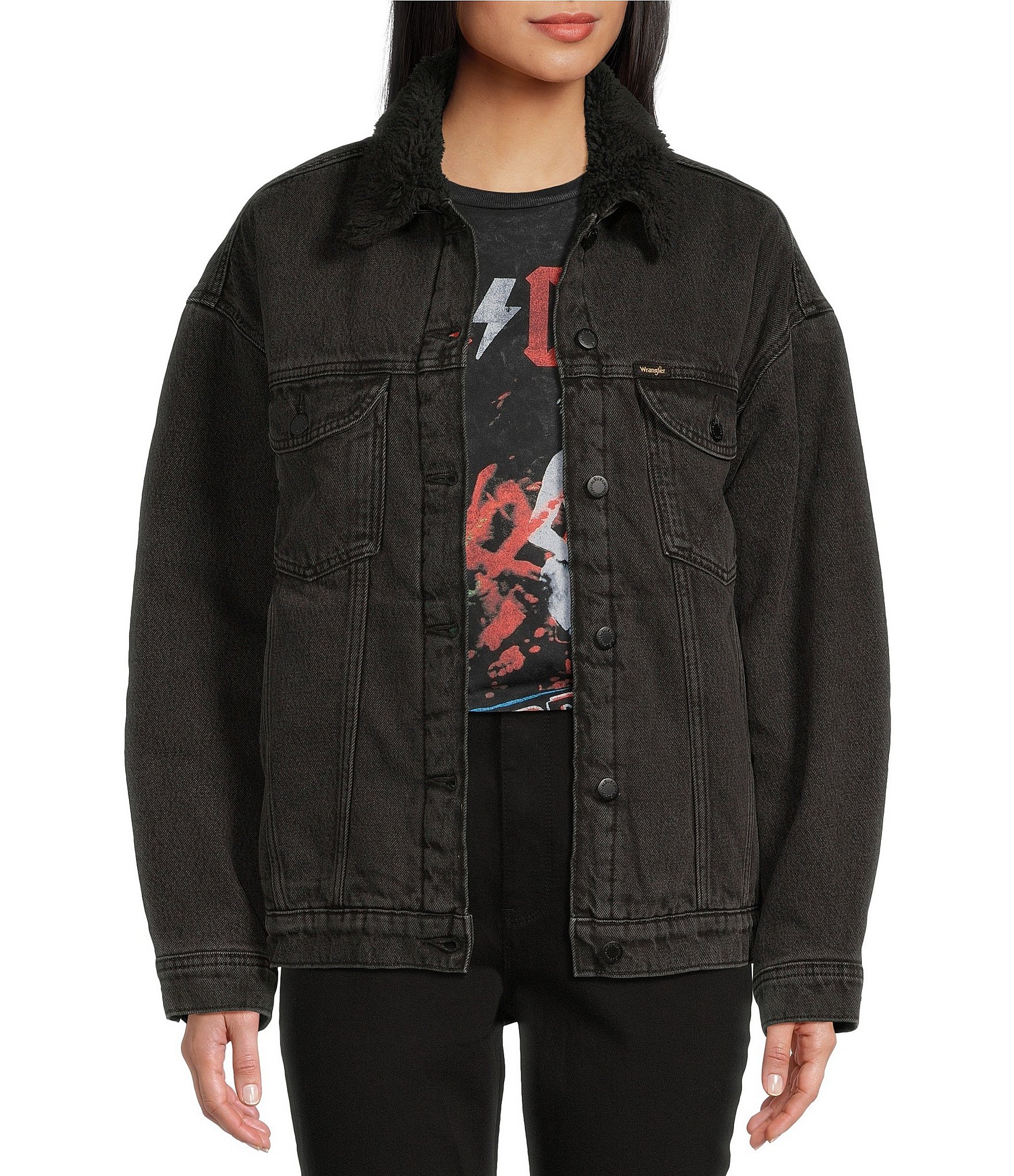 Wrangler® Girlfriend Denim Sherpa-Lined Jacket | Dillard's