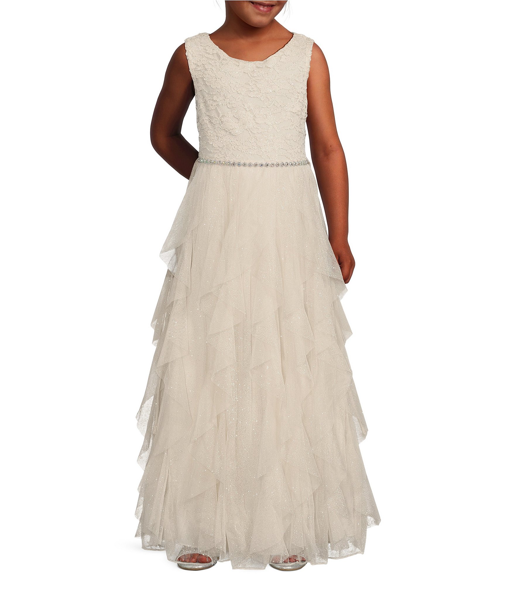 Xtraordinary Big Girls 7-16 Sleeveless Glitter-Accented-Lace Bodice ... Xtraordinary Big Girls 7-16 Sleeveless Glitter-Accented-Lace Bodice ...