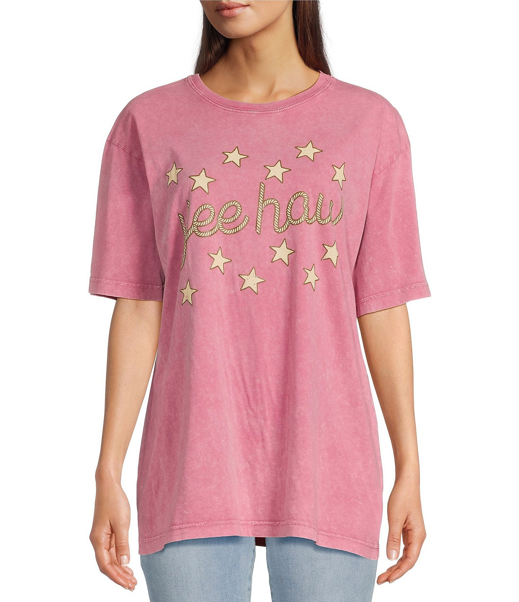 Zutter Knit Crew Neck Short Sleeve Yee Haw Graphic Tee Shirt | Dillard's